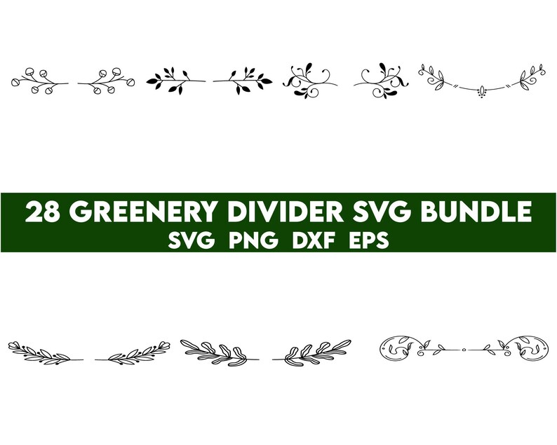 Greenery Text Divider Svg Bundle, Leaf Border Svg, Hand Drawn Svg ...