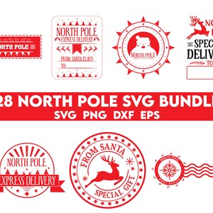 North Pole Svg Bundle, Santa Stamp SVG, Christmas Stamps SVG, Christmas ...