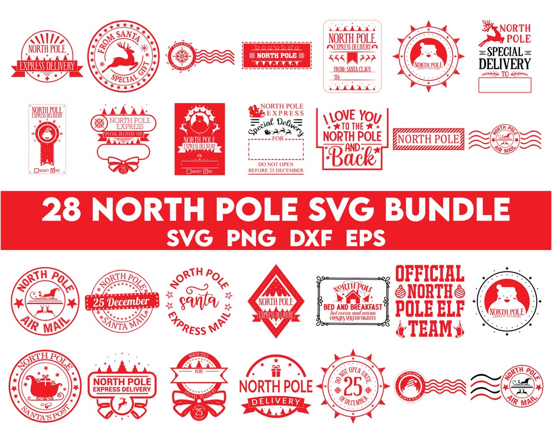 North Pole Svg Bundle, Santa Stamp SVG, Christmas Stamps SVG, Christmas ...