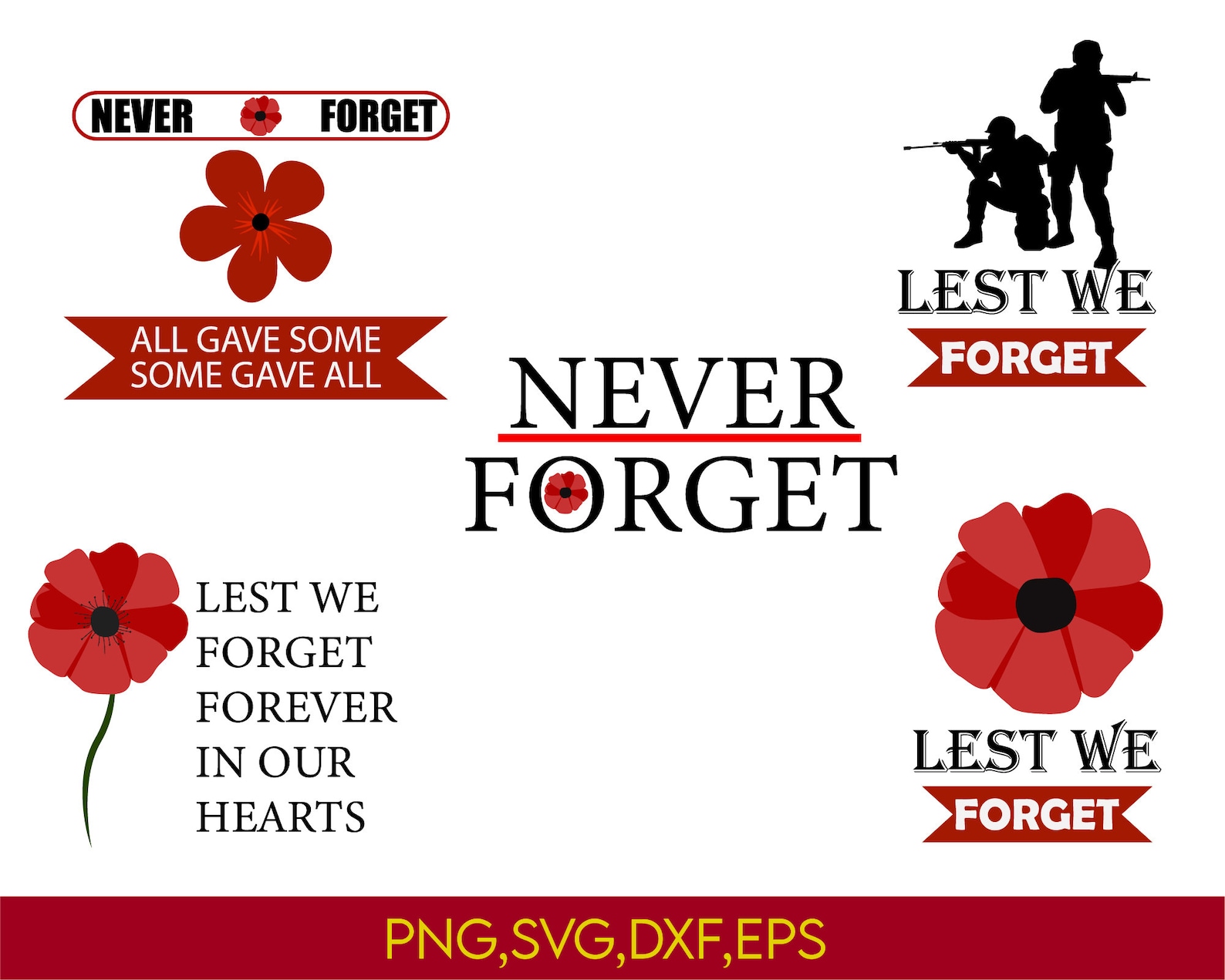 Lest We Forget Svg Bundle Remembrance Day Svg Poppy Svg - Etsy UK