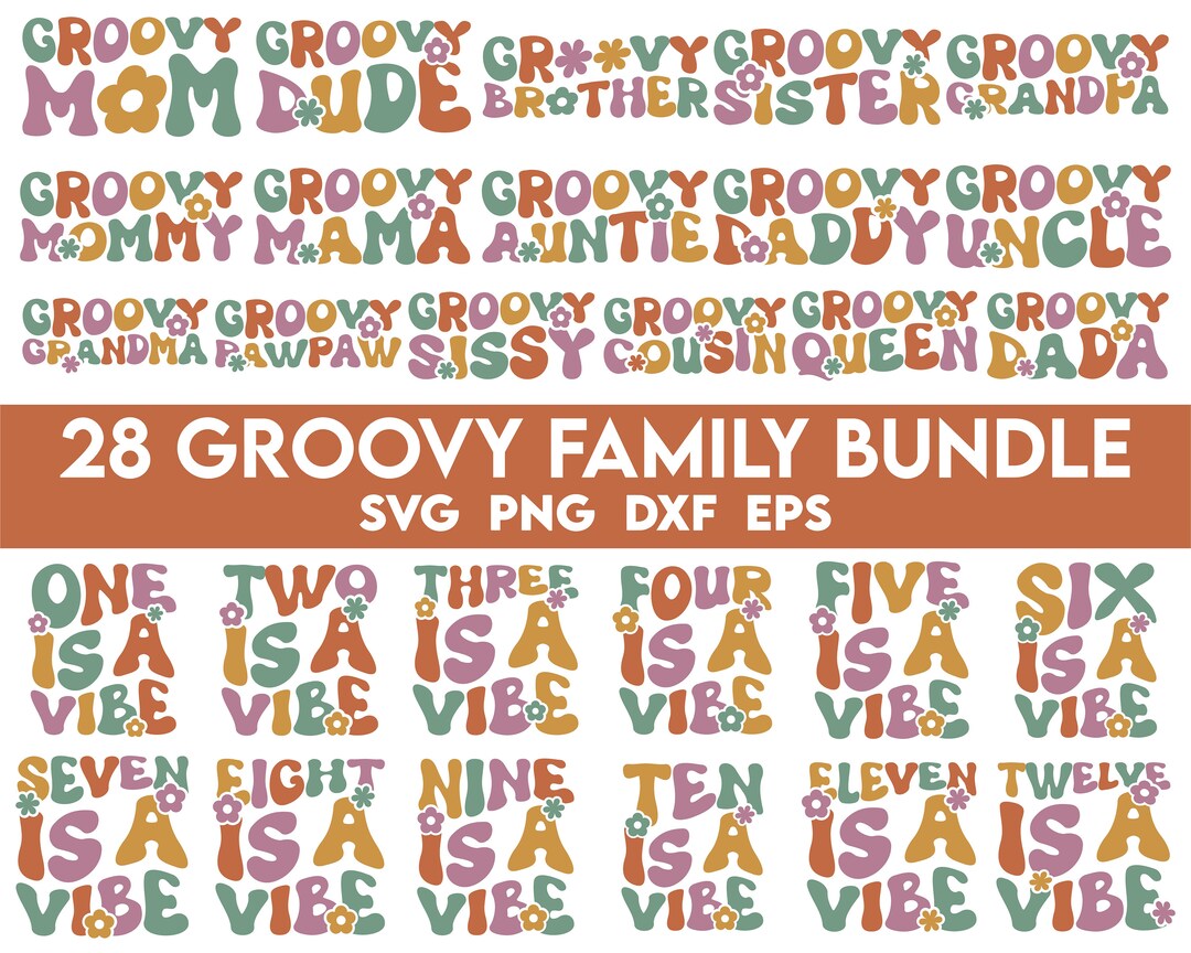 Groovy Family SVG PNG Bundle, Retro Family Svg, Matching Family Svg ...