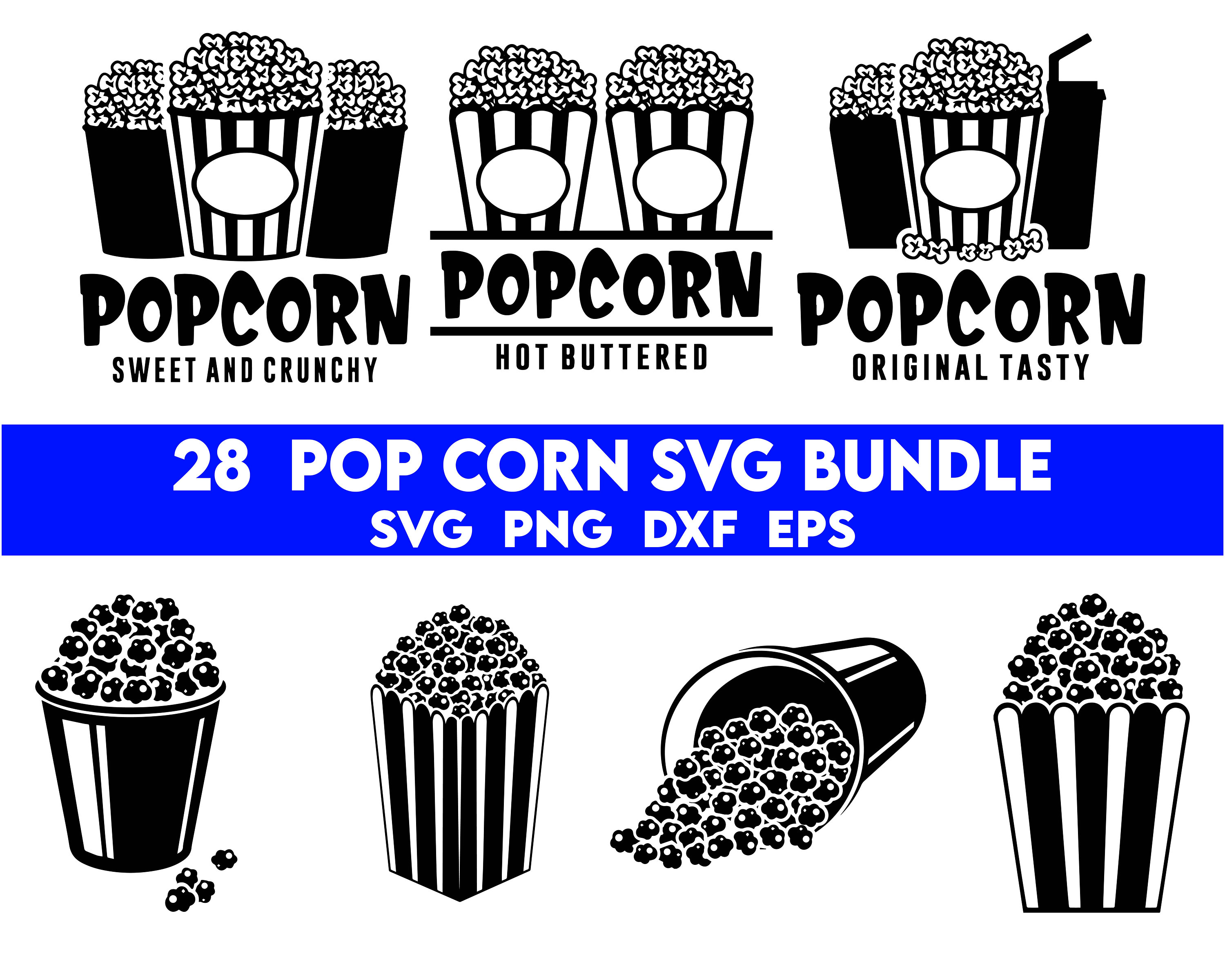 Popcorn SVG Bundle, Popcorn Bucket Svg, Popcorn Box Svg, Popcorn Cut ...