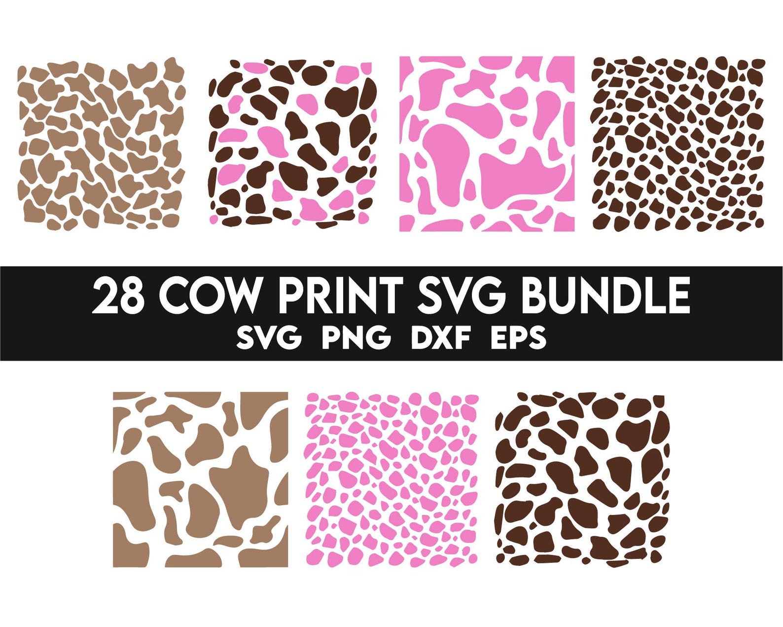 Cow Print Svg Bundle, Cow Print Pattern, Svg Files for Cricut, Cow ...