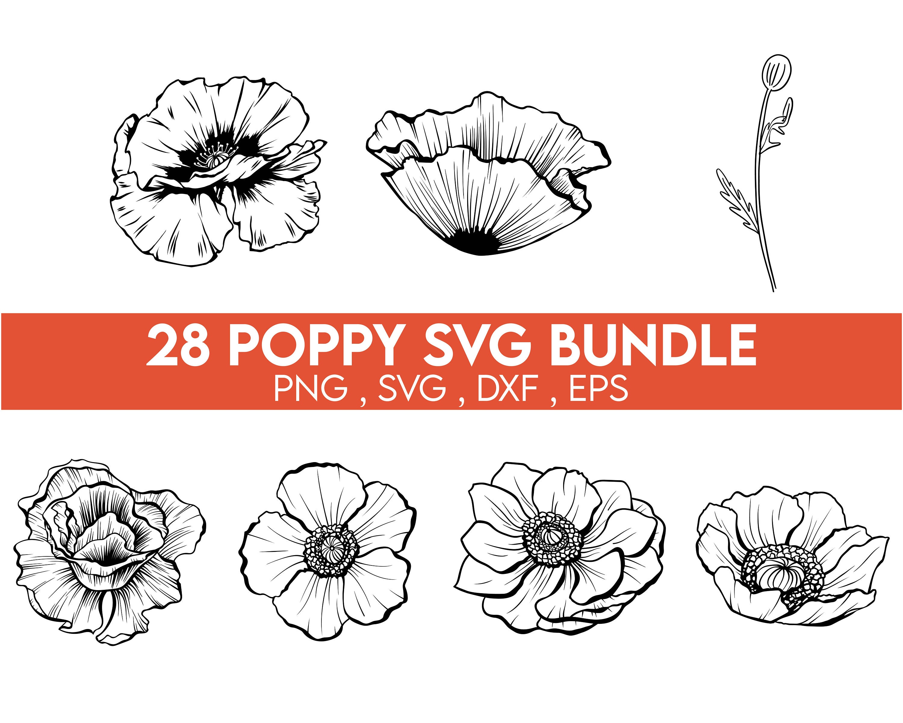 Poppy Svg Bundle Poppy Svg Poppy Wreath Svg Botanical - Etsy Singapore