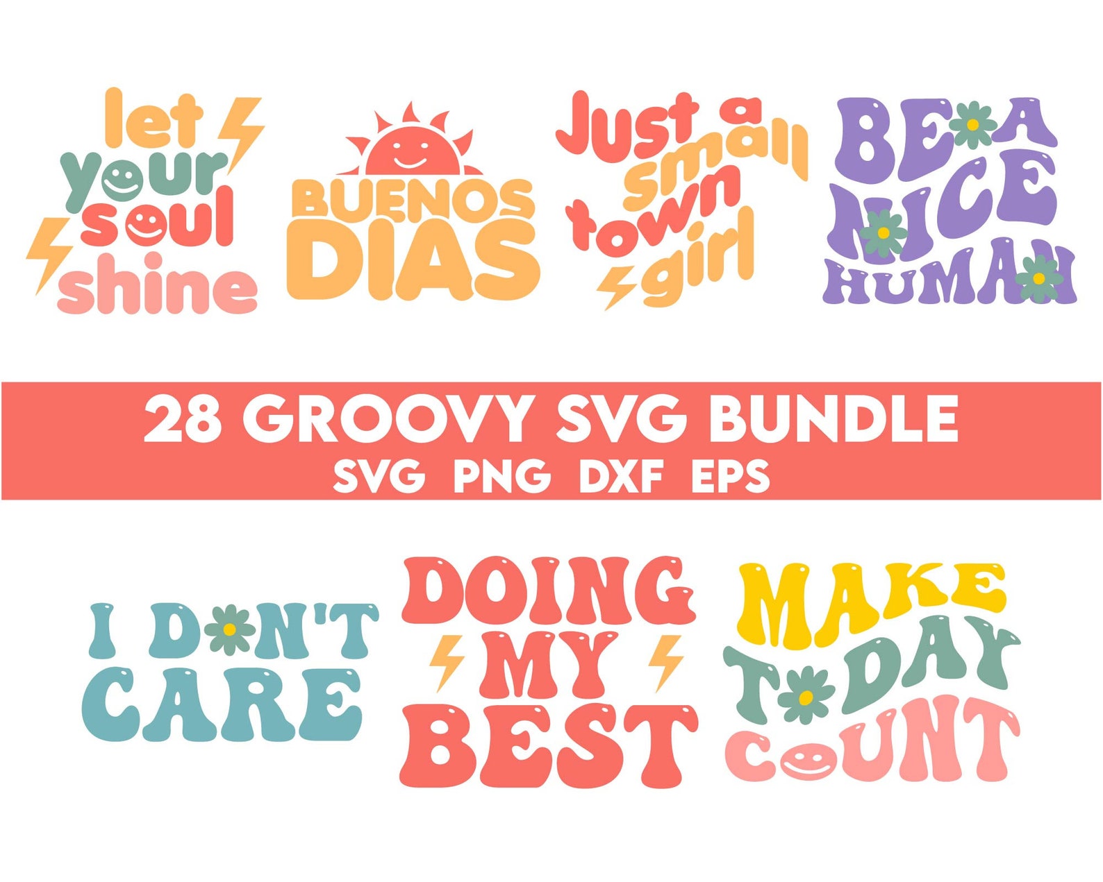 Groovy Svg Bundle, Boho Svg, Hippie Svg, Aesthetic Svg, Inspirational ...