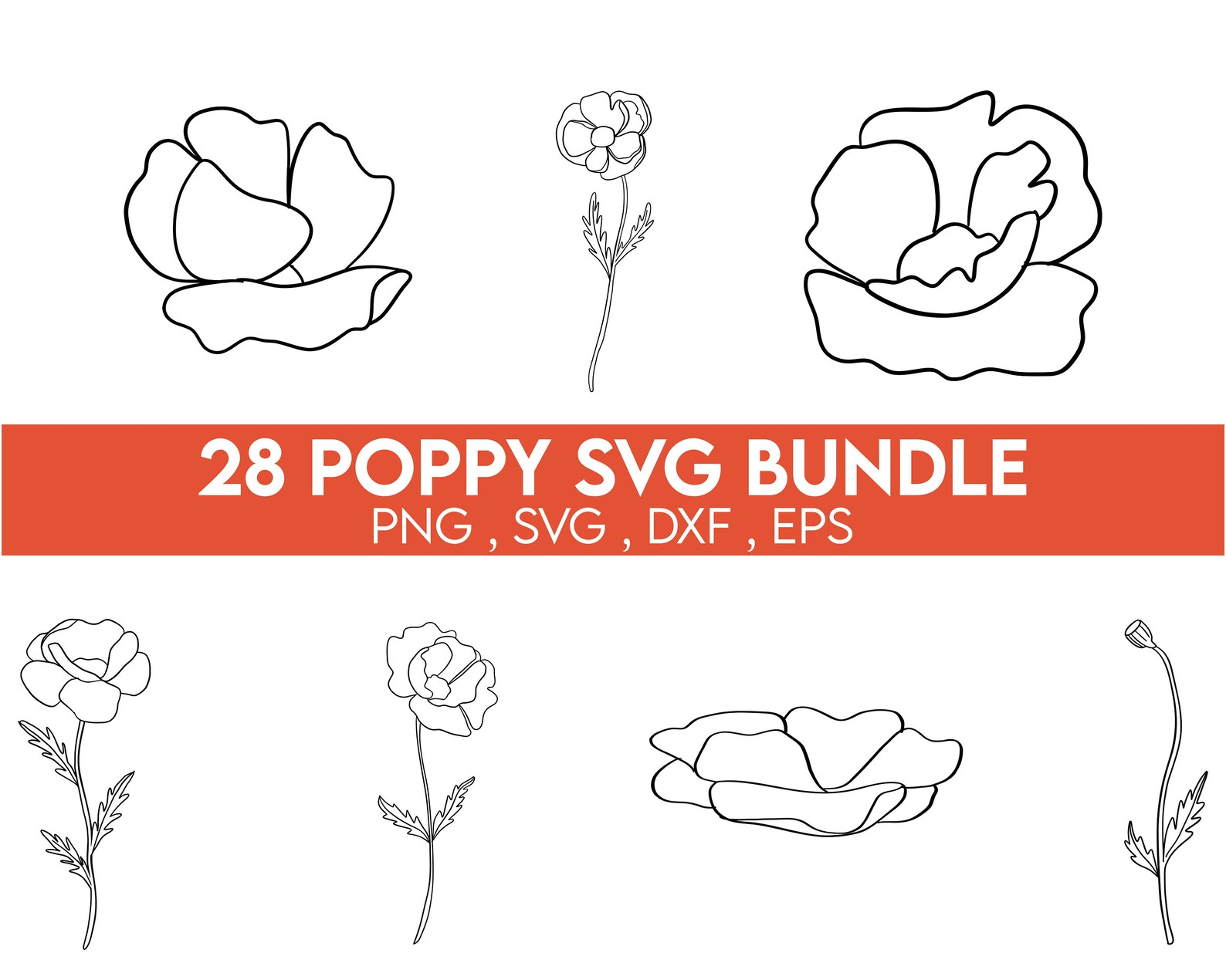 Poppy Svg Bundle Poppy Svg Poppy Wreath Svg Botanical - Etsy