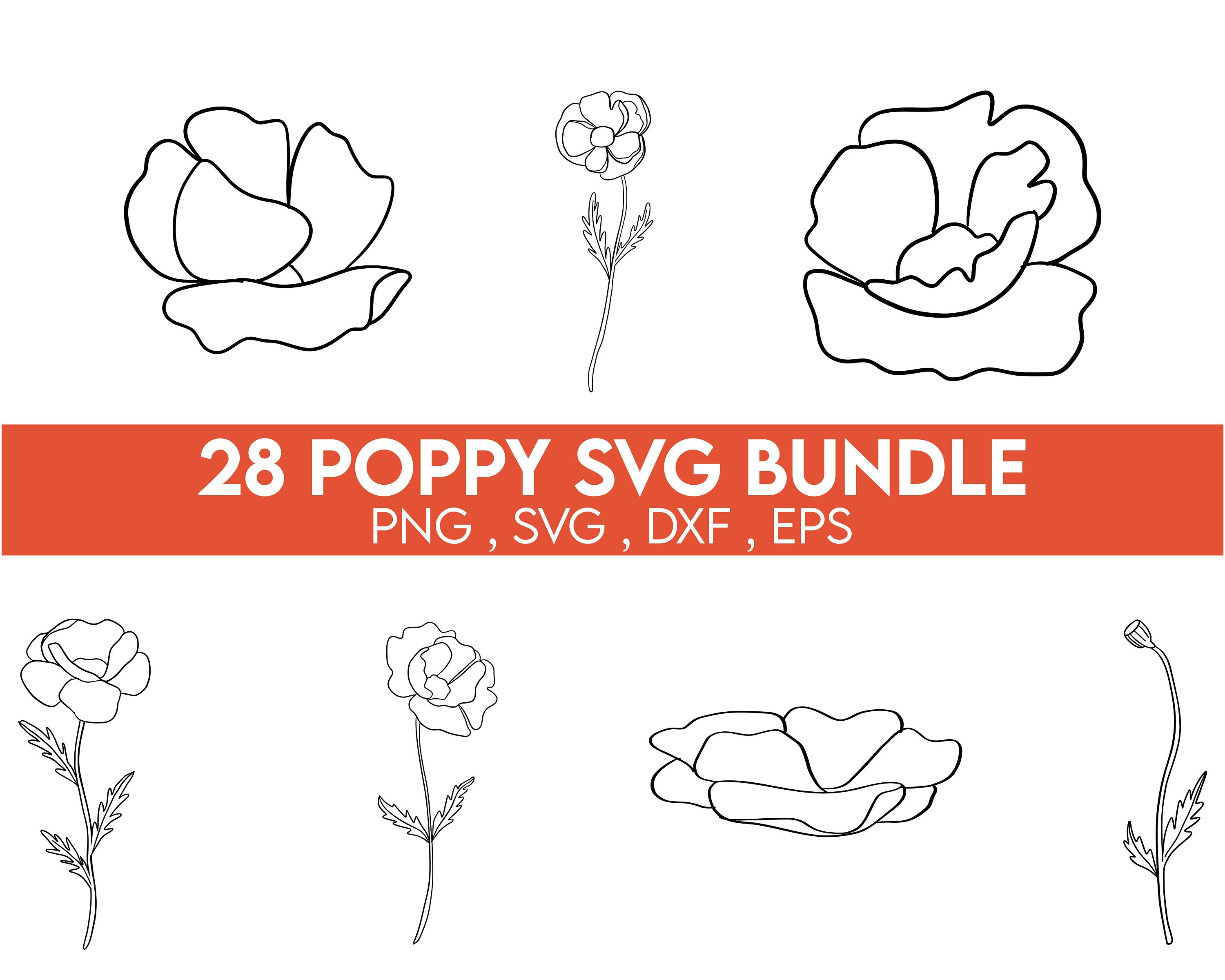 Poppy Svg Bundle Poppy Svg Poppy Wreath Svg Botanical - Etsy