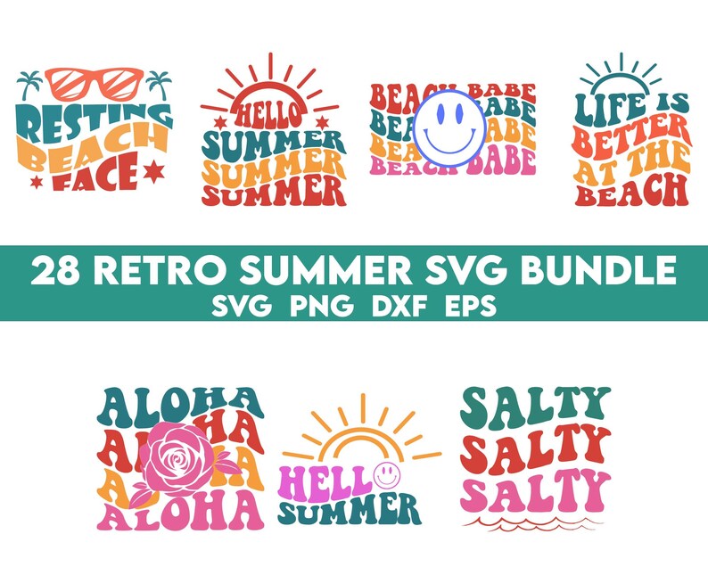 Retro Summer SVG Bundle, Summer Svg Bundle, Retro Summer Svg, Beach Svg ...