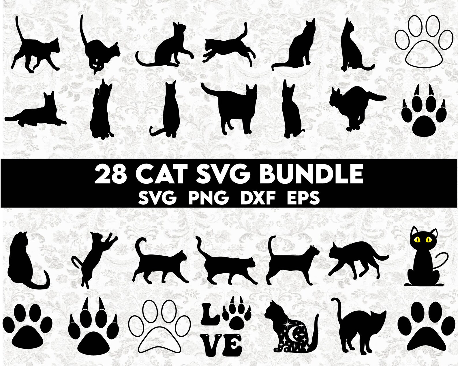 Cat Svg Bundle, Cat SVG, Cat Head Svg, Cat Face SVG, Cat Cut Files, Cat ...