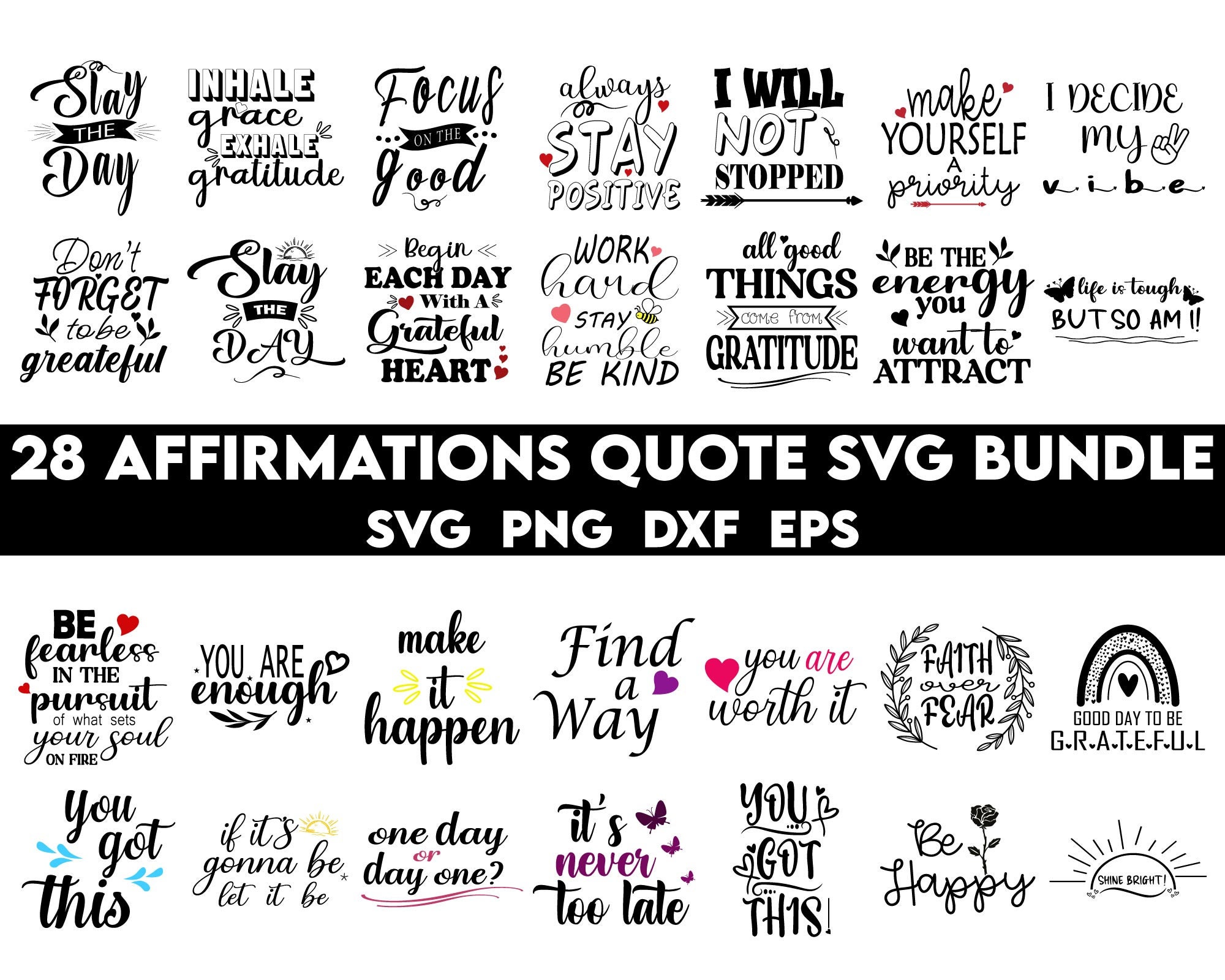 Affirmations Quotes Svg Bundle Inspirational Svg - Etsy