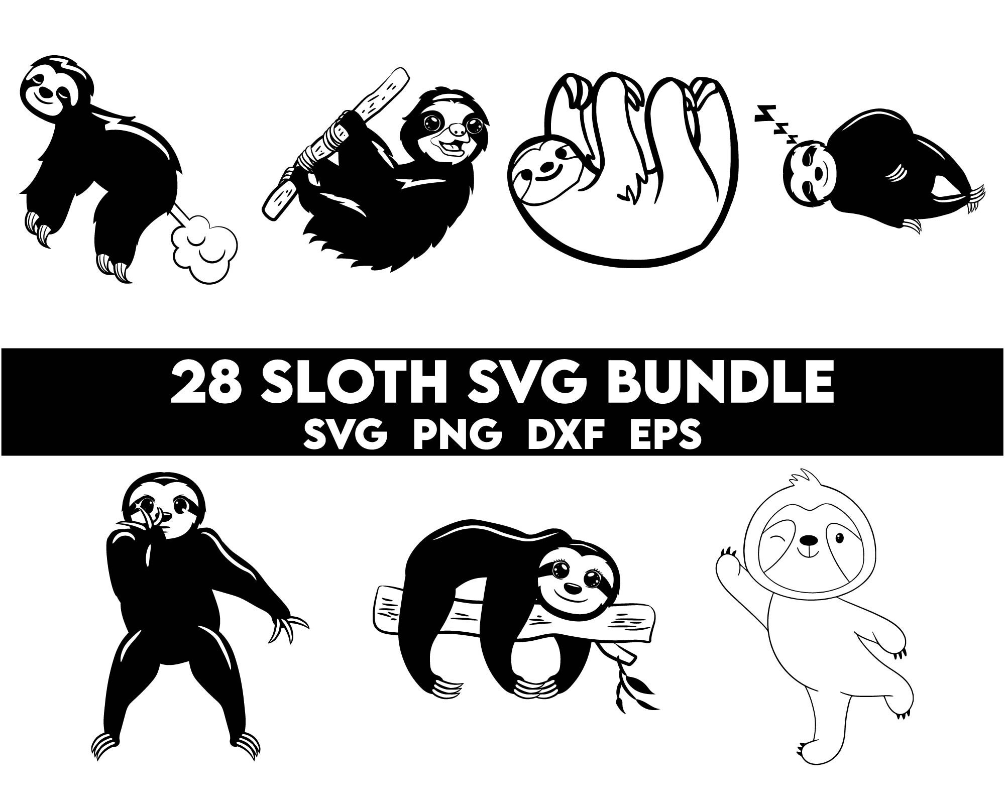Sloth SVG Bundle, Funny Lazy Sloths Svg, Sleeping Sloth Silhouette ...