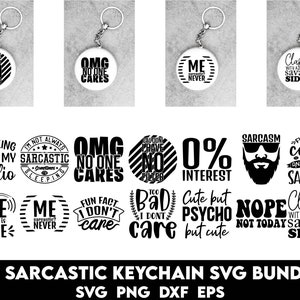 Sarcastic Keychain SVG Bundle, Funny Keychain Quotes SVG, Hand Lettered ...