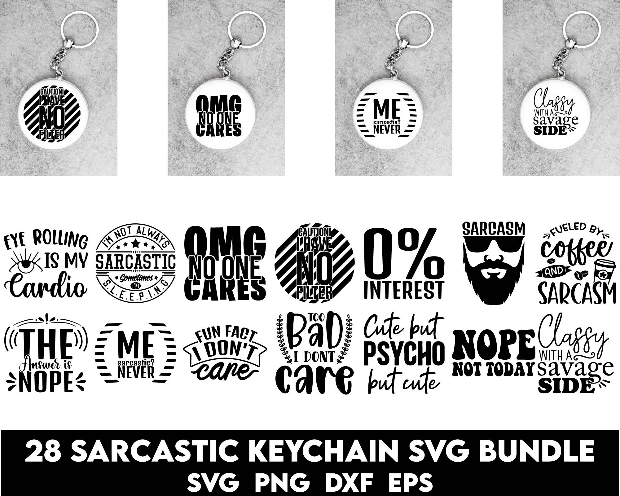 Sarcastic Keychain SVG Bundle, Funny Keychain Quotes SVG, Hand Lettered ...