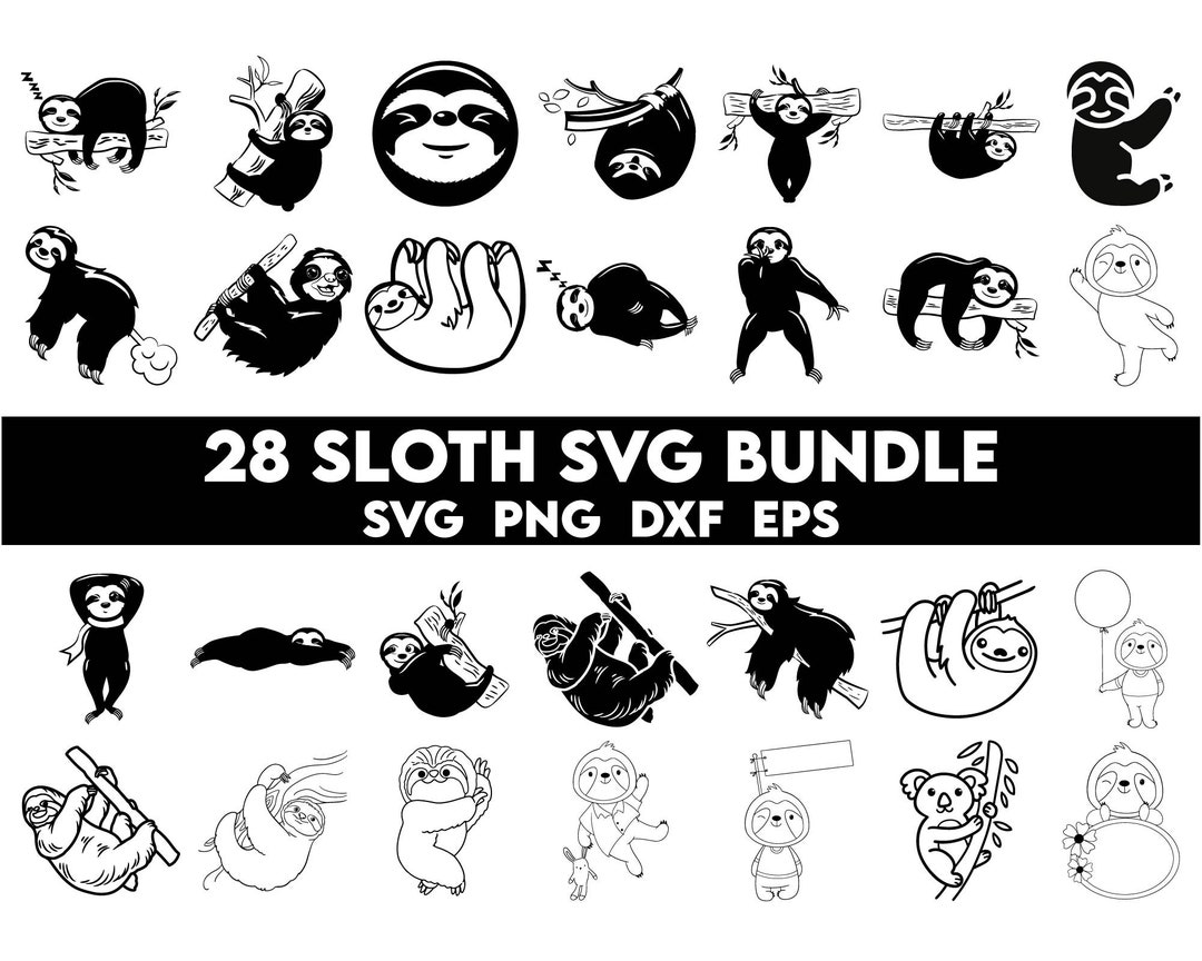 Sloth SVG Bundle, Funny Lazy Sloths Svg, Sleeping Sloth Silhouette ...
