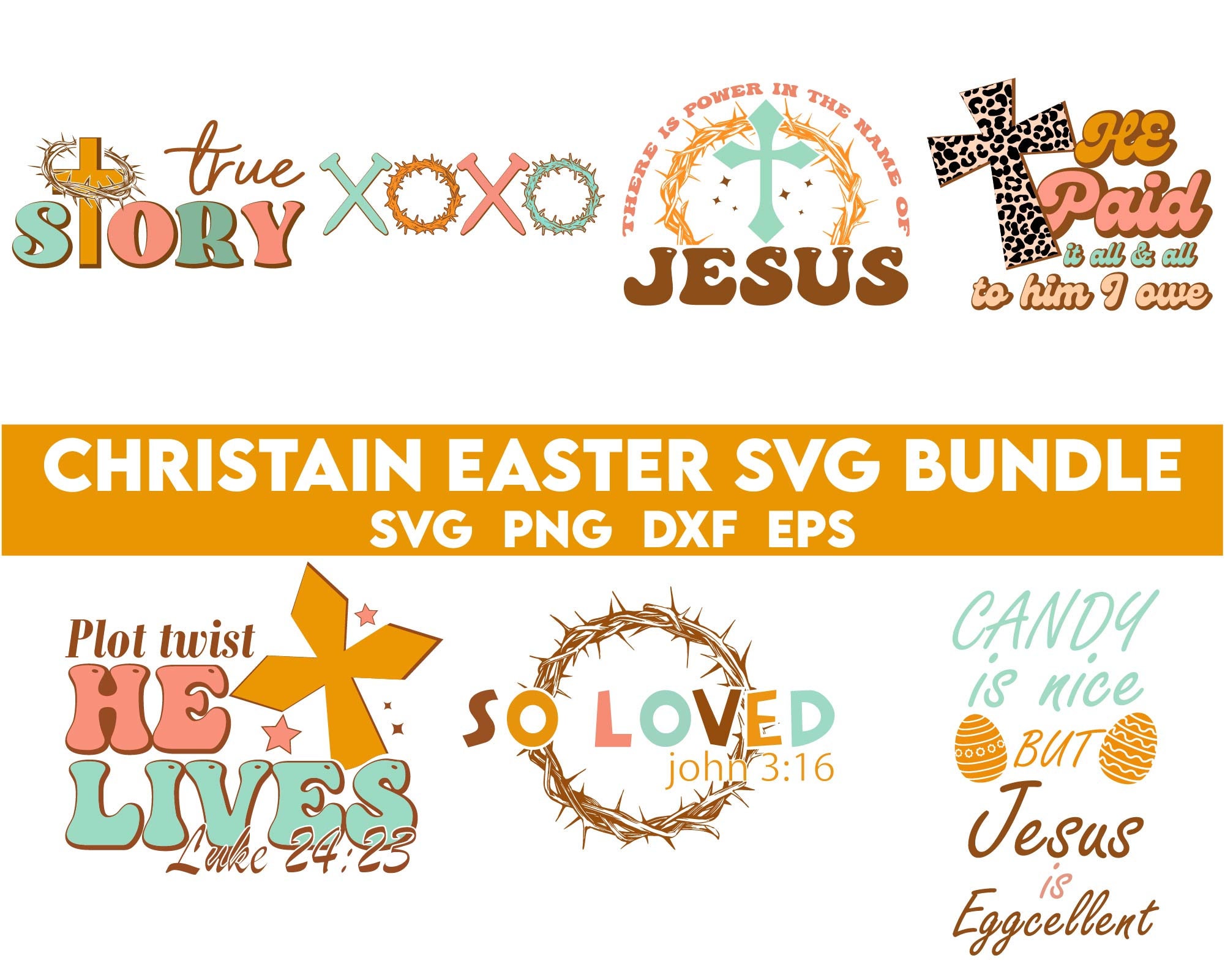 Christian Easter Svg Bundle, Retro Svg, He Risen Svg, Bible Verse Svg ...