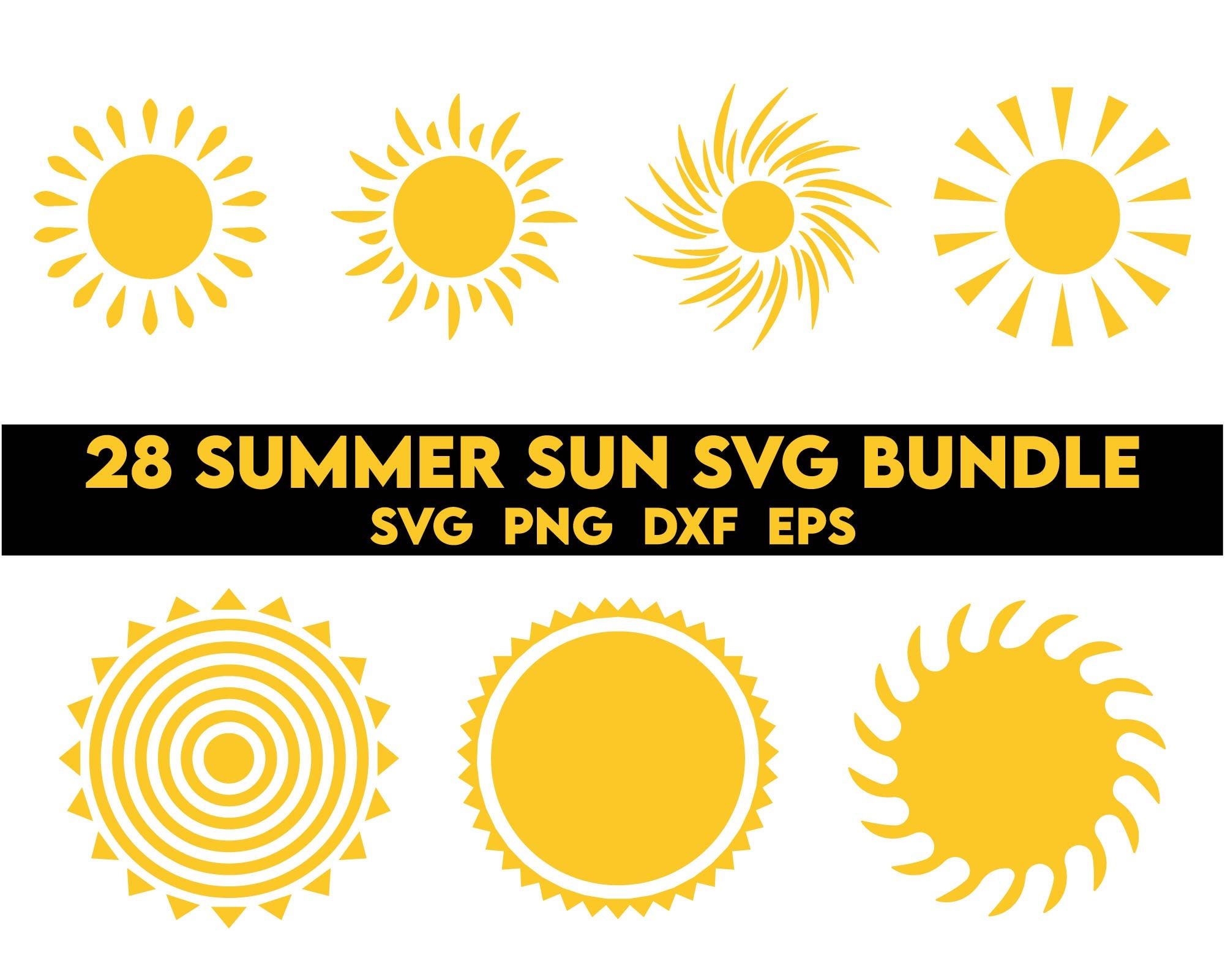 Sun Svg Bundle Summer Sun Svg Sun Clipart Sun Icon Set Svg Etsy