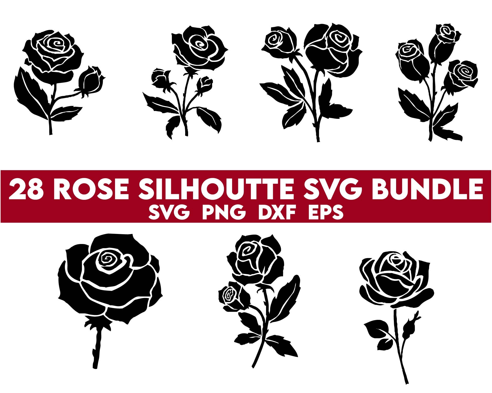 Rose SVG Bundle, Roses Svg Bundle, Rose Clipart Svg, Rose Svg, Flowers ...