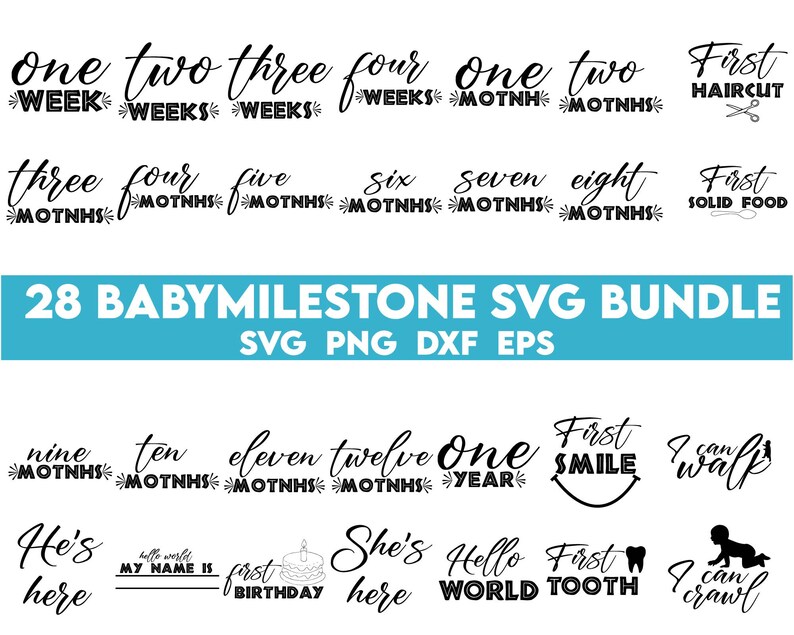 Baby Milestone Svg Bundle Milestone Svg Monthly Milestone - Etsy
