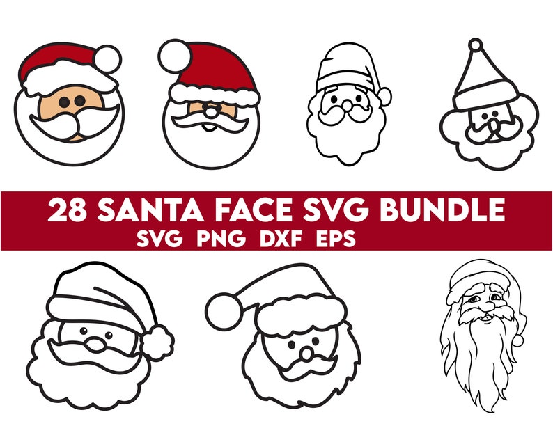 Santa Face SVG Bundle, Santa SVG, Christmas SVG, Santa Claus Svg, Santa ...