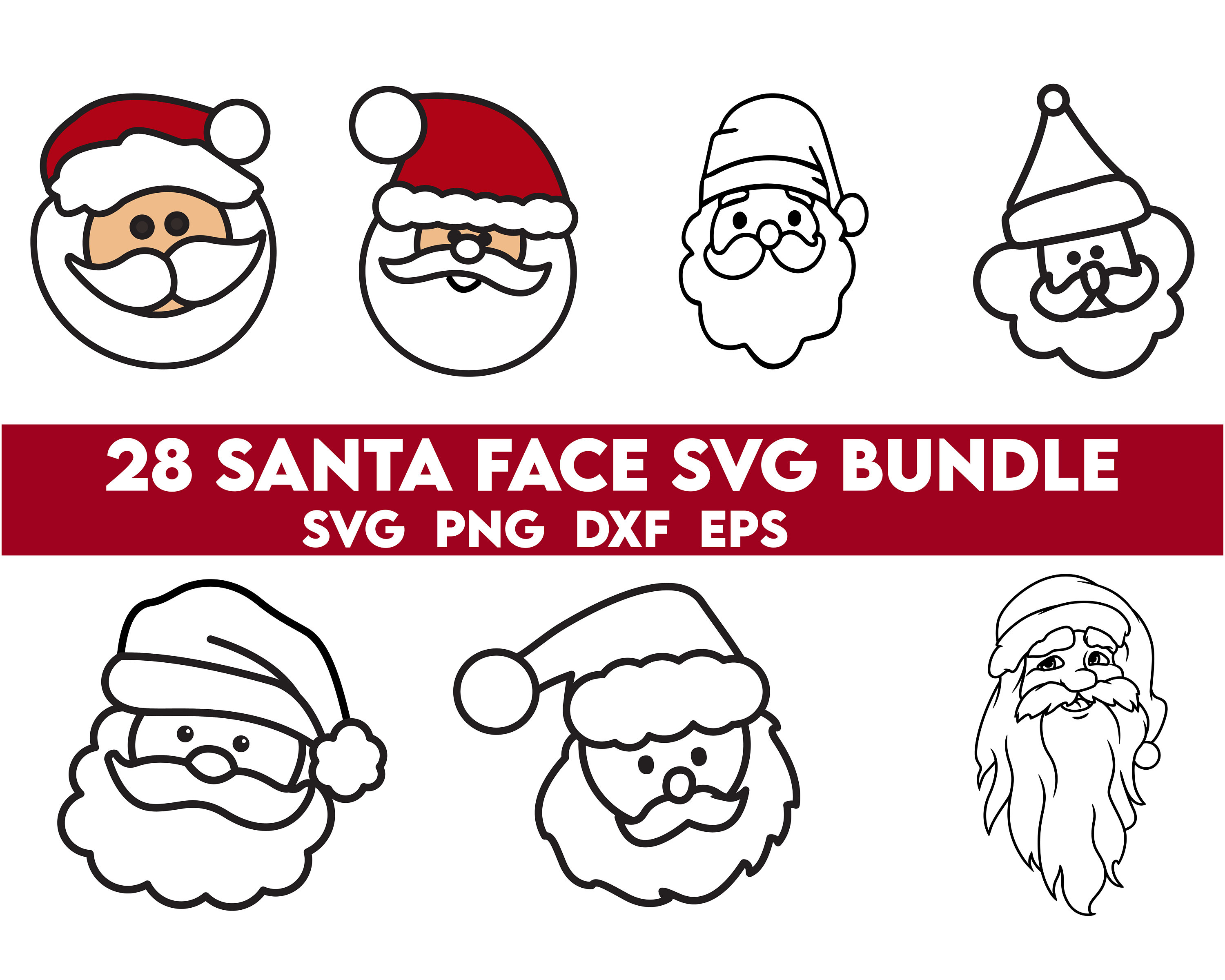 Santa Face SVG Bundle, Santa SVG, Christmas SVG, Santa Claus Svg, Santa ...
