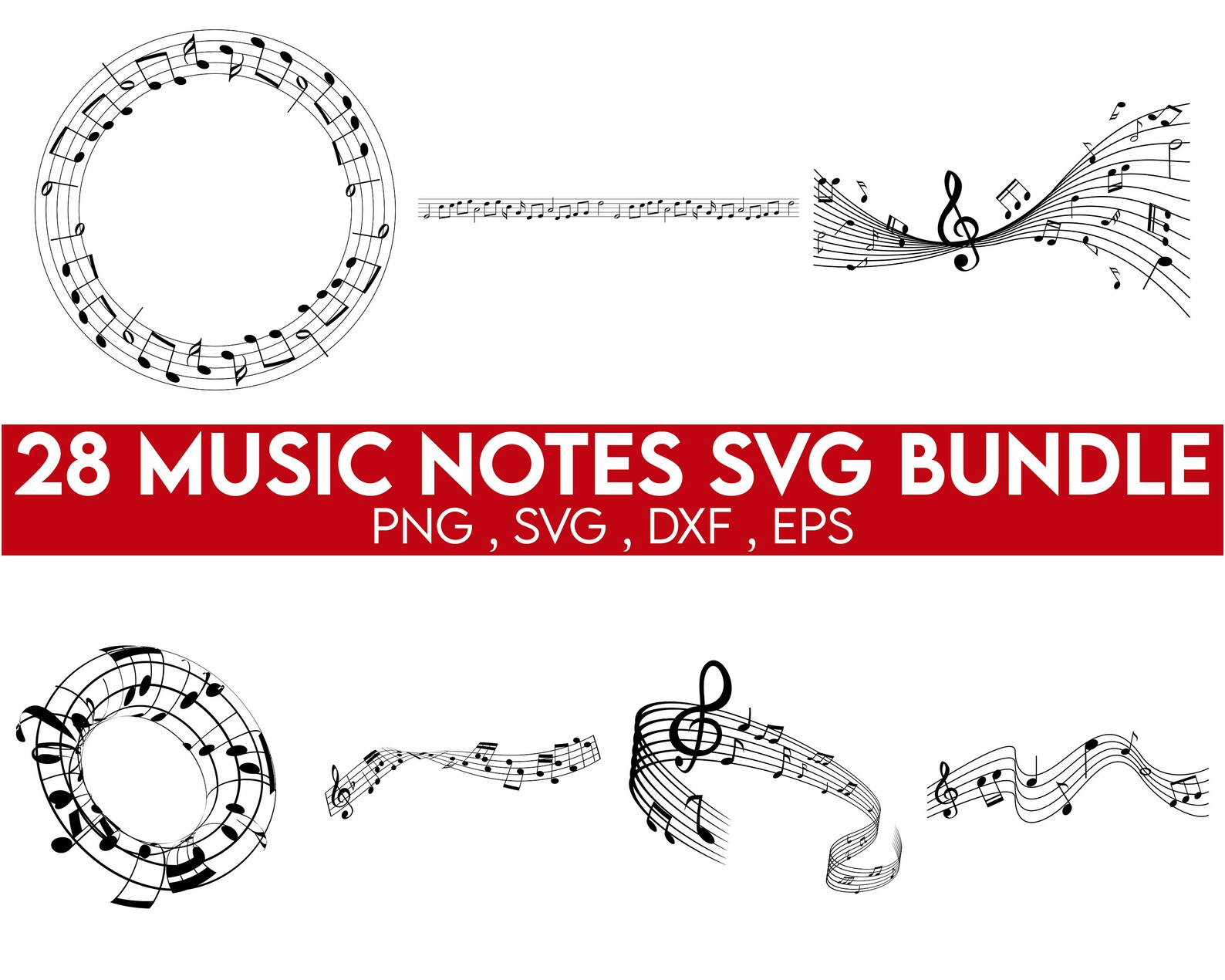 Music Notes SVG, Music Notes Bundle, Music Notes Clipart , Music Notes ...