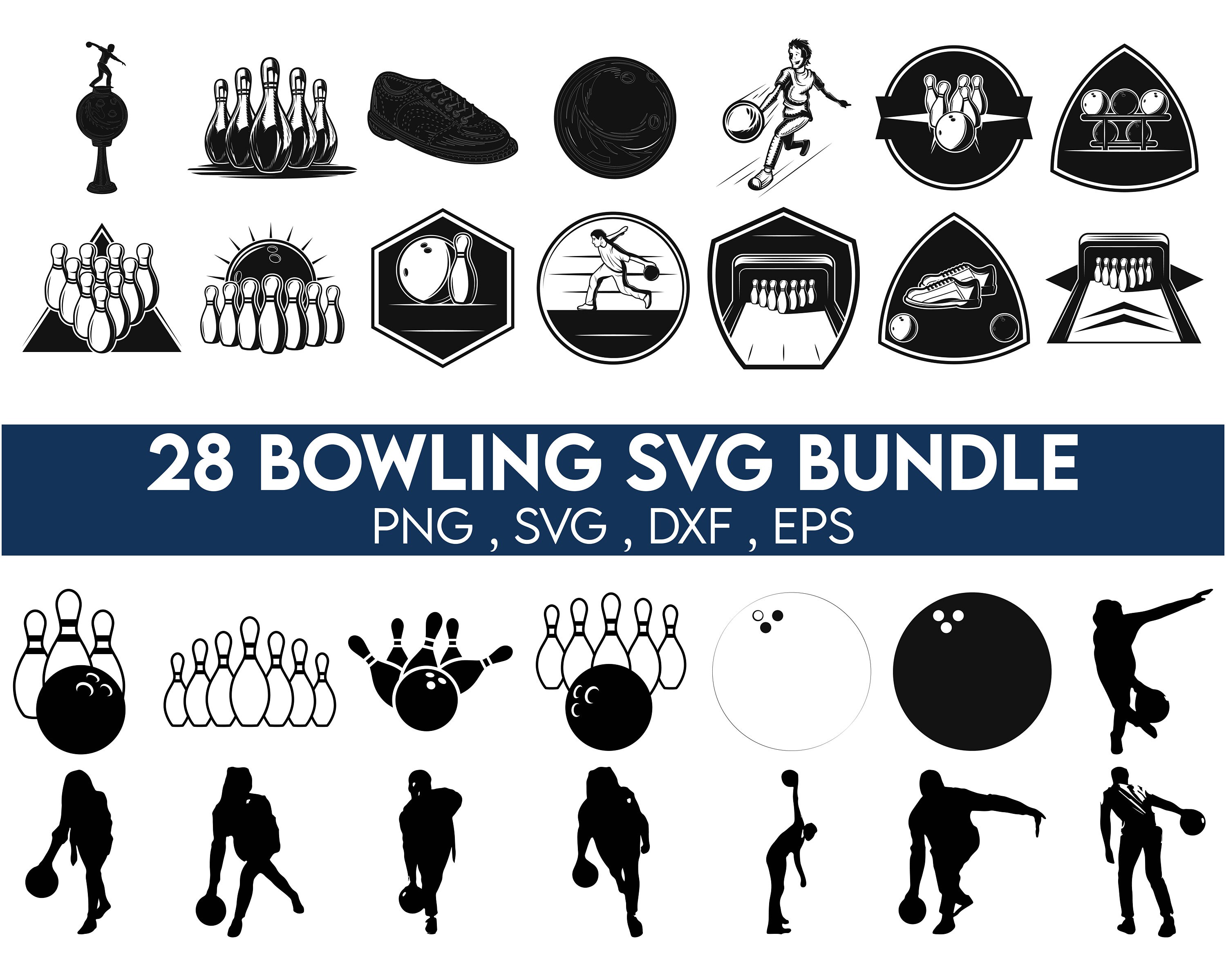 Bowling SVG Bundle, Bowling PNG Bundle, Bowling Clipart, Bowling ...