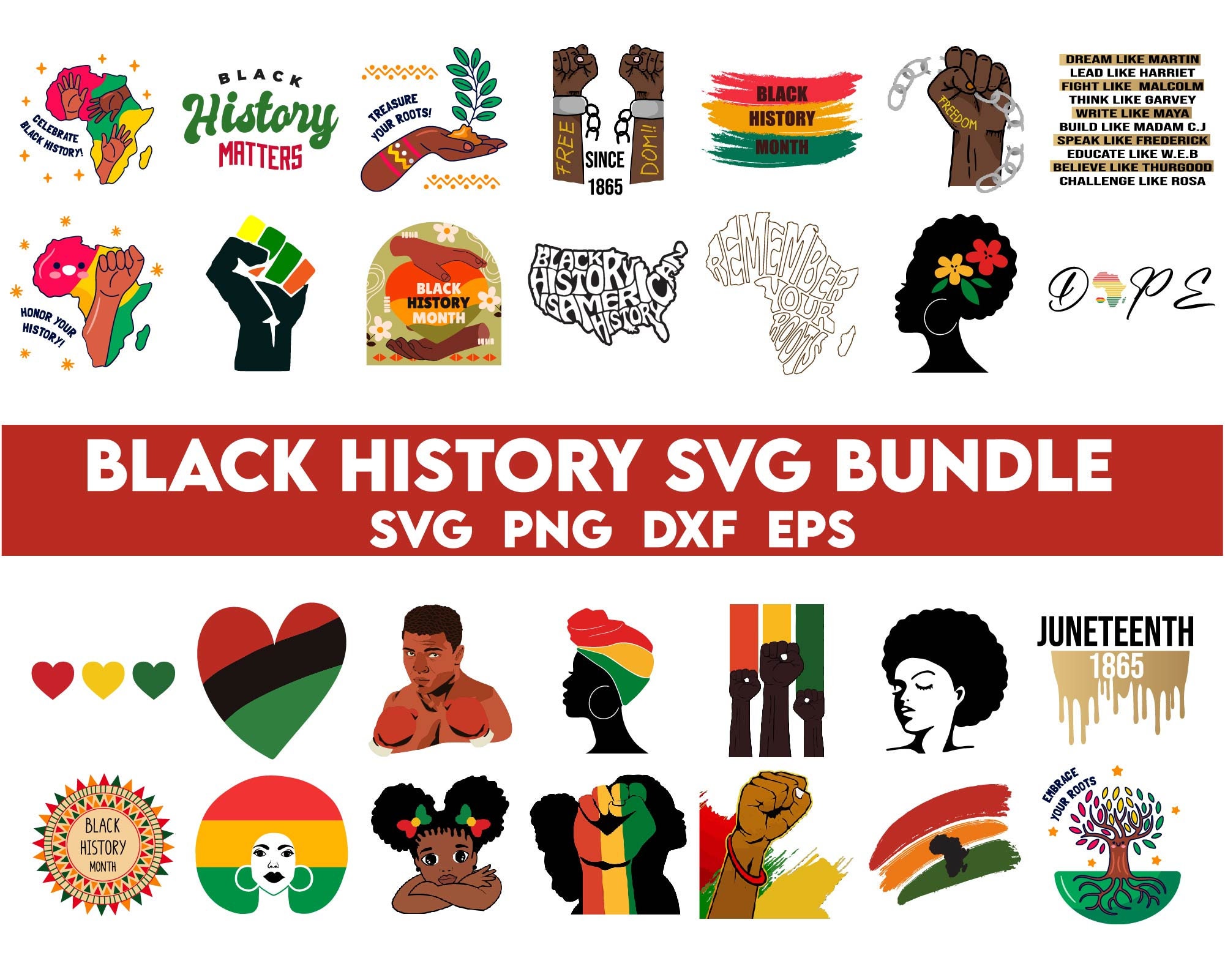 Black History Month Svg Bundle I Am Black History Man Woman Svg