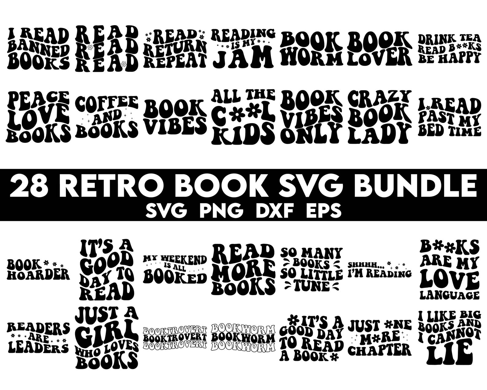 Retro Book Lover SVG Bundle Reading SVG Bundle Books SVG - Etsy