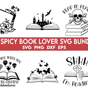 Spicy Book Lover SVG Bundle, Books PNG, Reading SVG, Reading Png, Smut ...