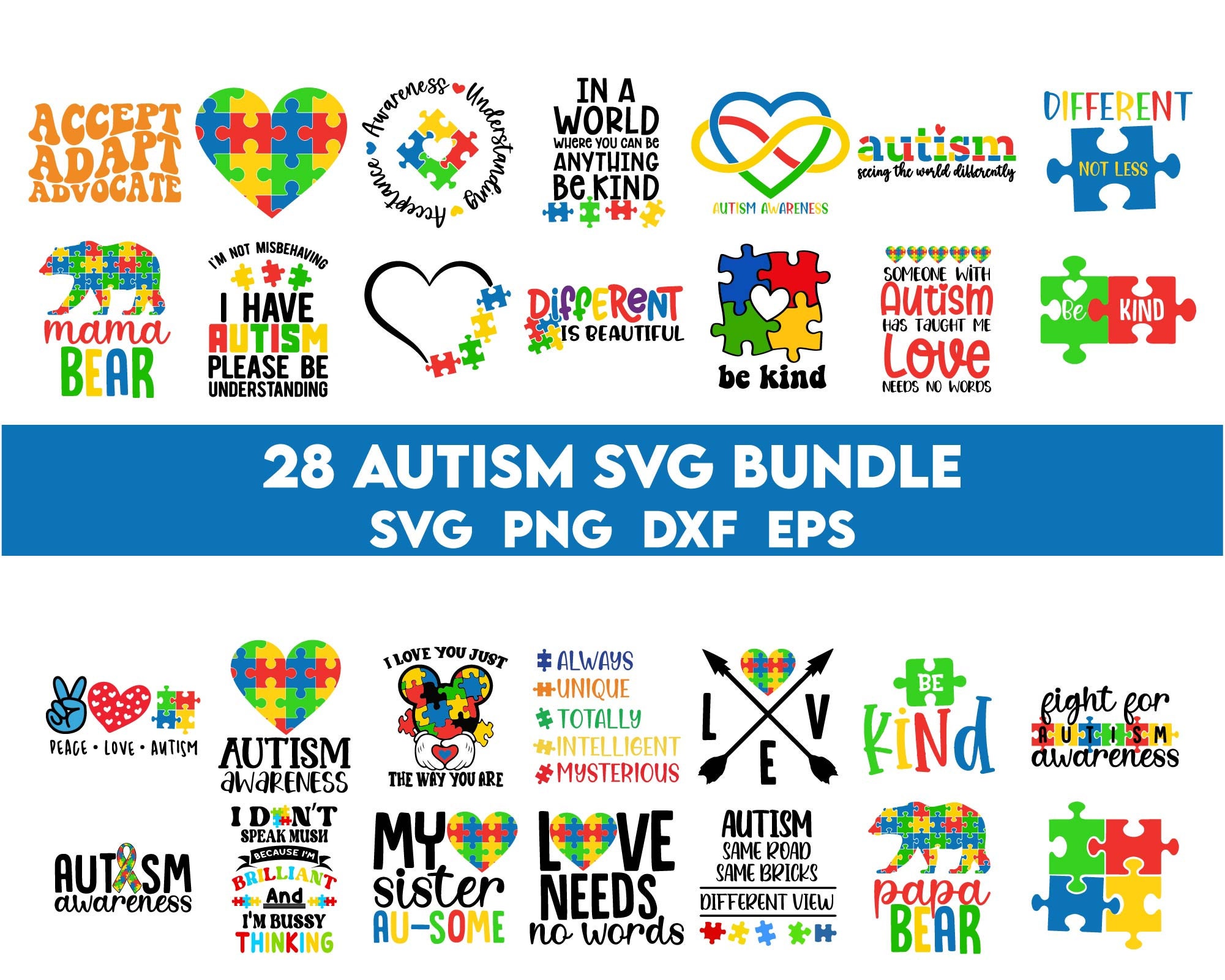 Autism Awareness Svg Png Bundle, Autism Quote Svg, Au-some Svg, Autism ...