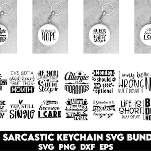 Sarcastic Keychain SVG Bundle, Funny Keychain Quotes SVG, Hand Lettered ...