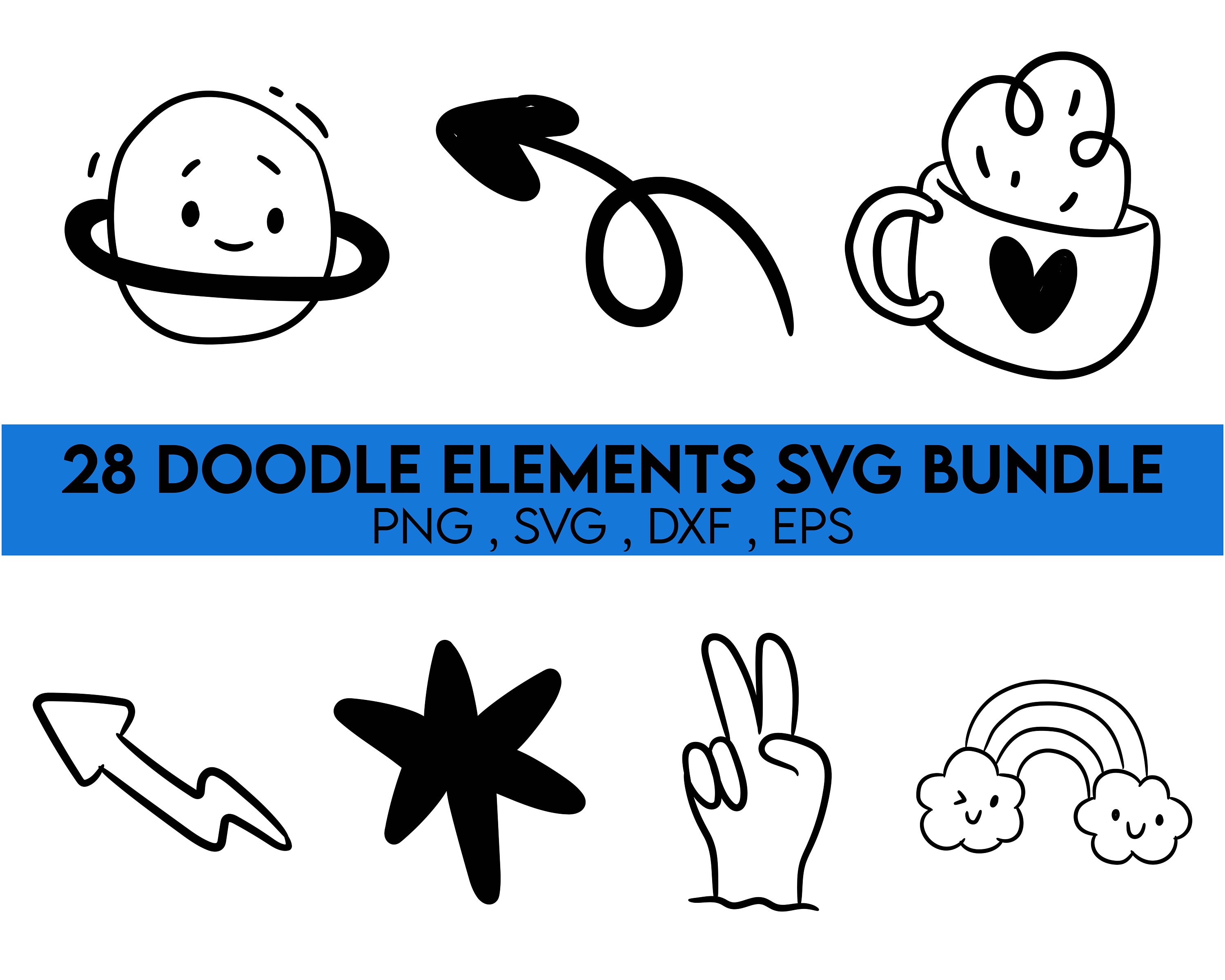 Doodle Elements Svg Bundle, Doodle Elements Svg, Elements Png, Flourishes Swirl, Underline Text ...