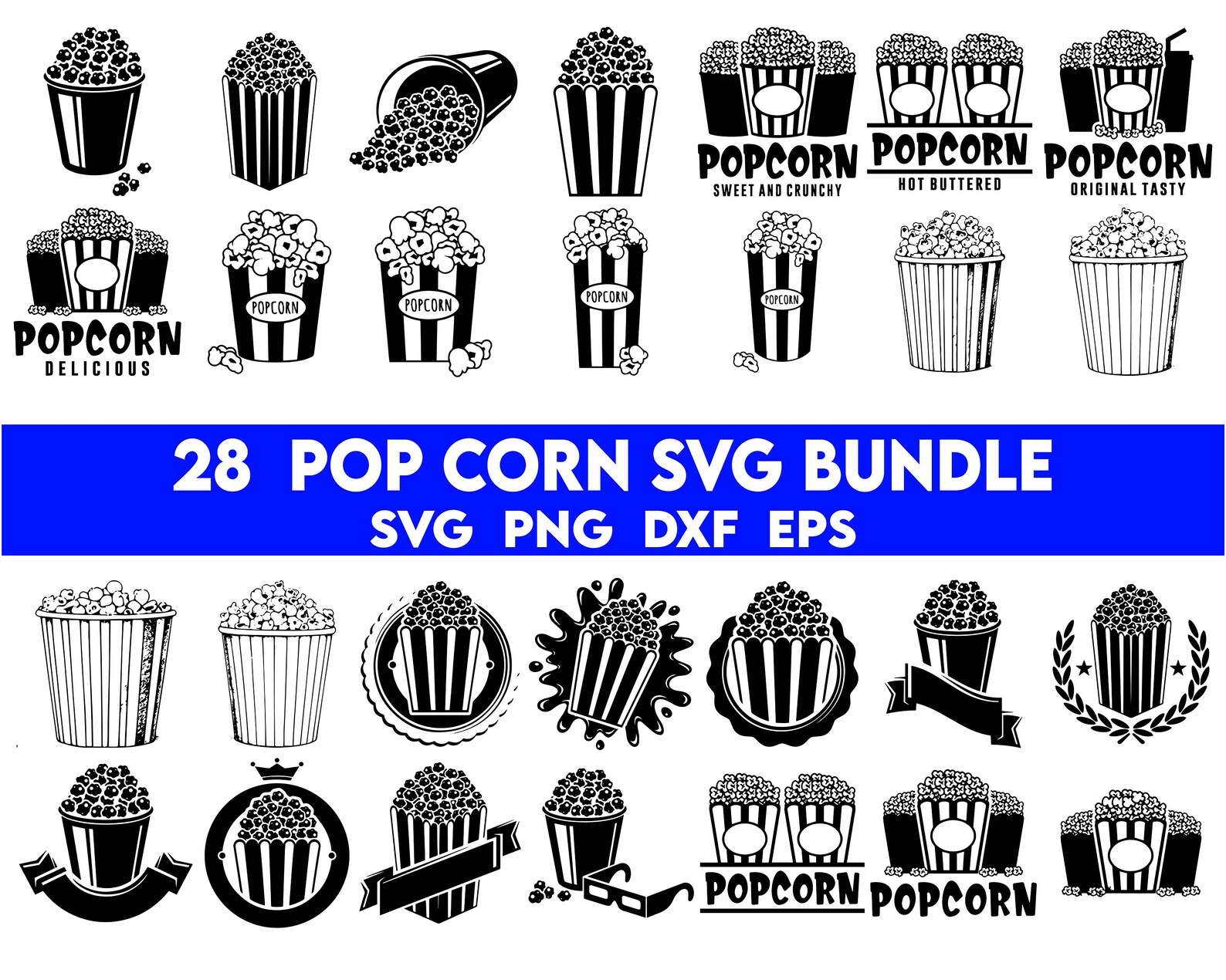Popcorn SVG Bundle, Popcorn Bucket Svg, Popcorn Box Svg, Popcorn Cut ...