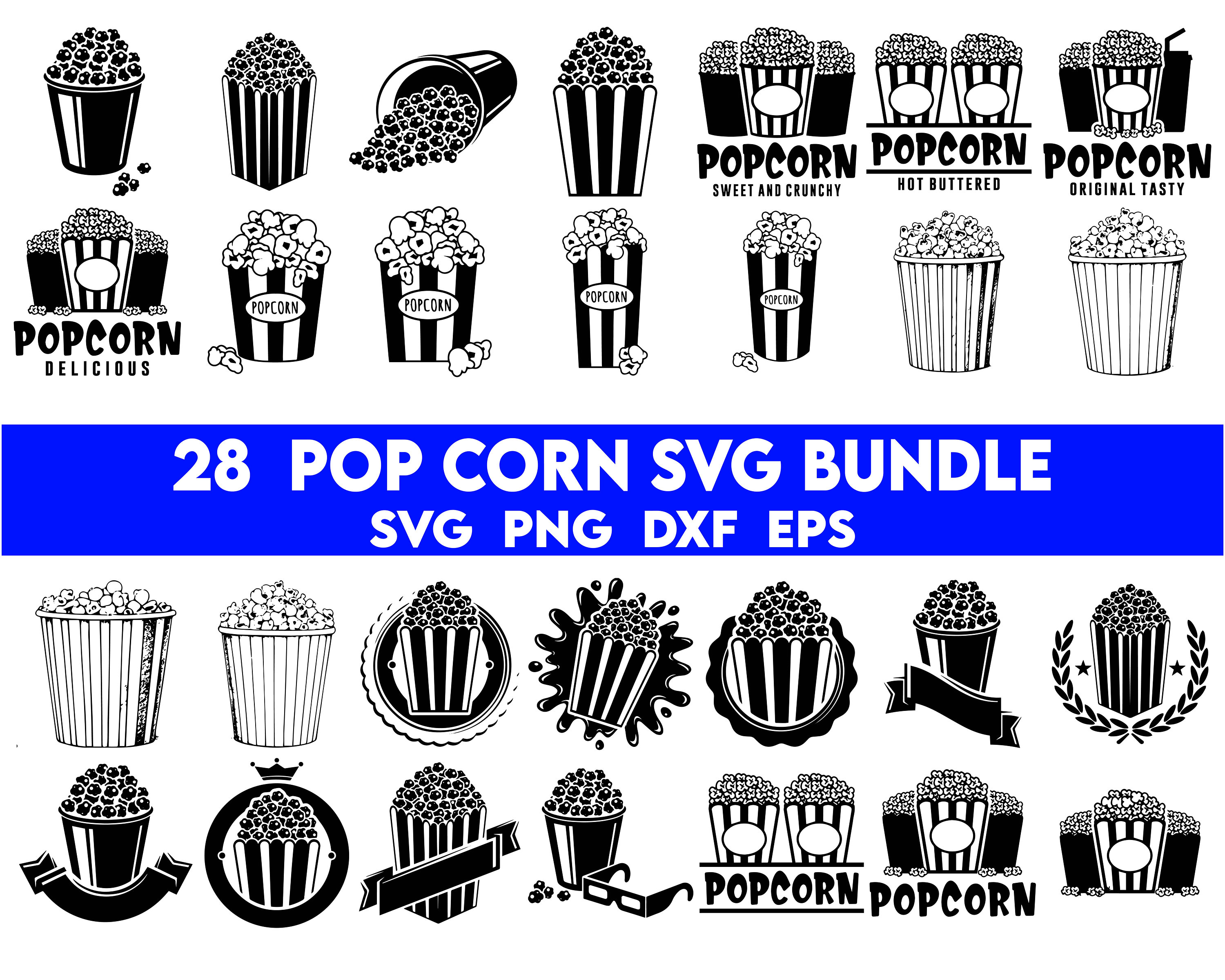 Popcorn SVG Bundle, Popcorn Bucket Svg, Popcorn Box Svg, Popcorn Cut ...