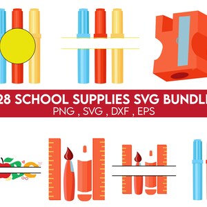 School Supplies SVG Bundle, School Supplies Png, Pencils, Crayons, Cute ...