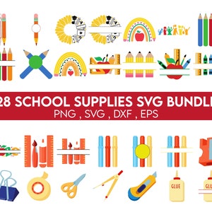 School Supplies SVG Bundle, School Supplies Png, Pencils, Crayons, Cute ...