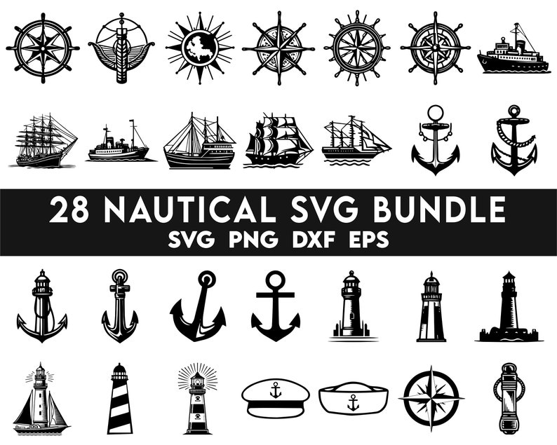 Nautical SVG Bundle, Nautical PNG Bundle, Nautical Clipart, Nautical ...