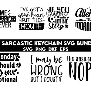 Sarcastic Keychain SVG Bundle, Funny Keychain Quotes SVG, Hand Lettered ...