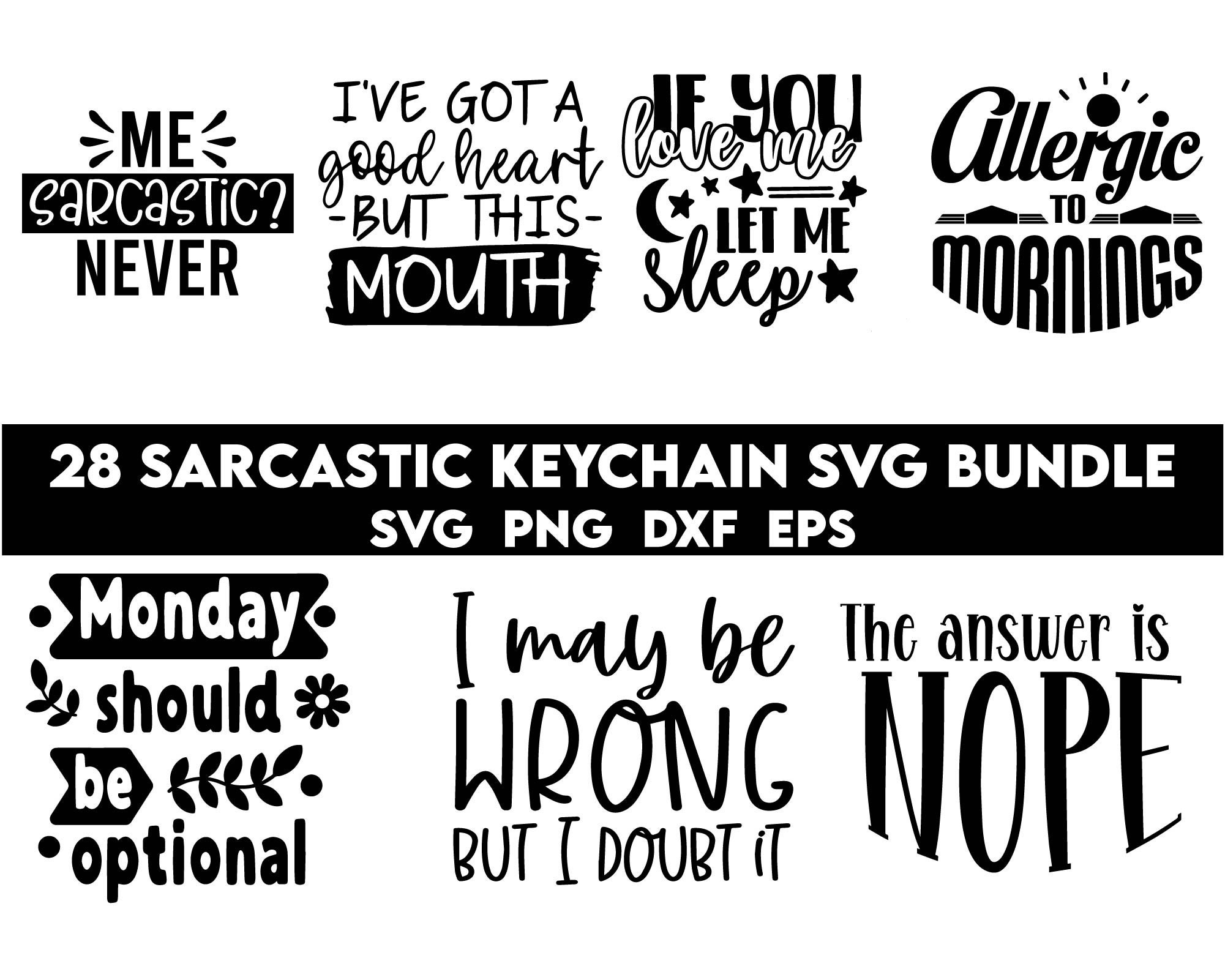 Sarcastic Keychain SVG Bundle, Funny Keychain Quotes SVG, Hand Lettered ...