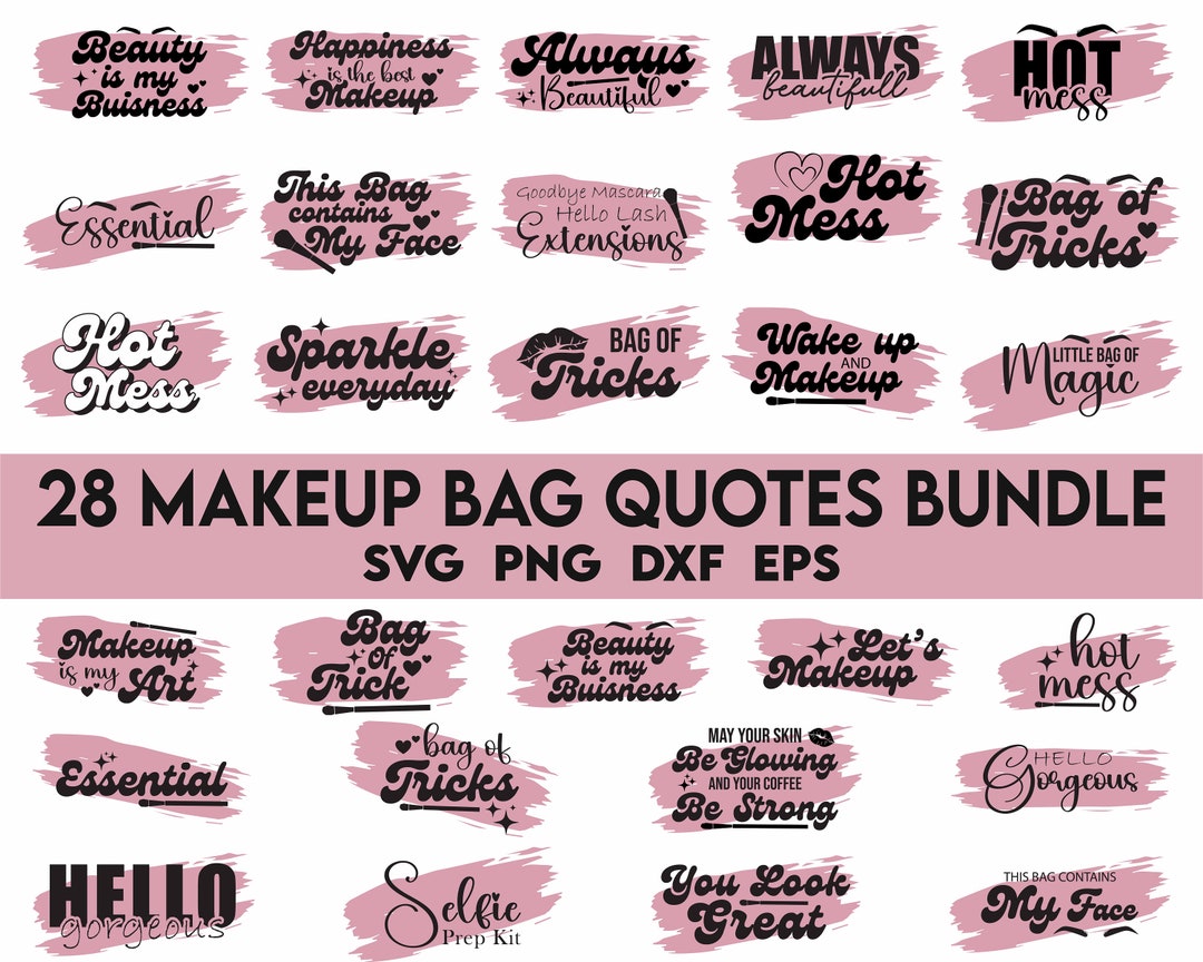 Makeup Bag SVG Bundle, Beauty Quotes Svg, Cosmetic Bag Svg, Fashion Svg ...