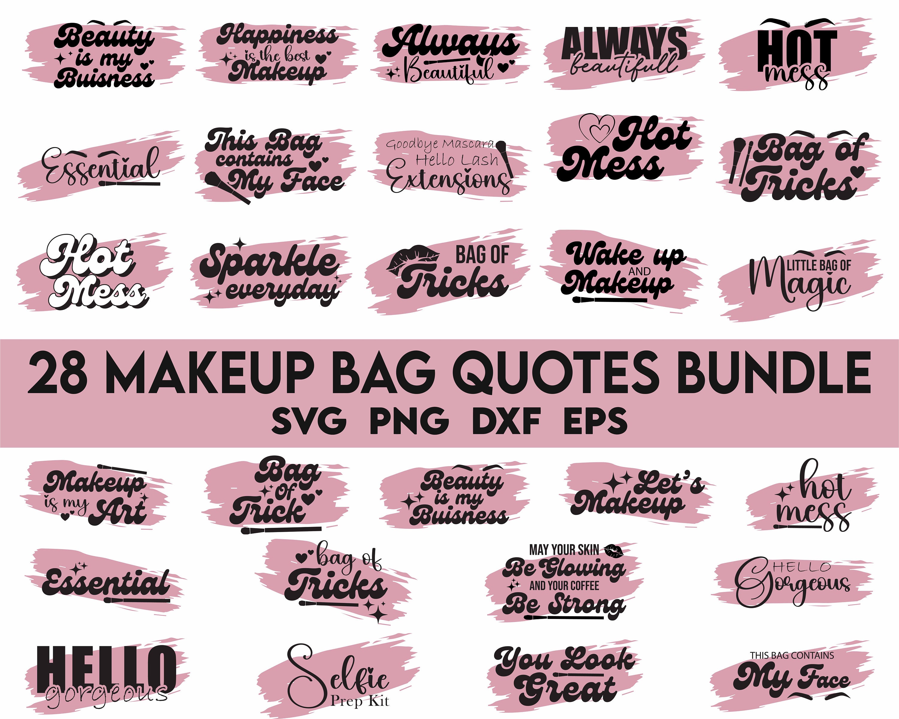 Makeup Bag SVG Bundle, Beauty Quotes Svg, Cosmetic Bag Svg, Fashion Svg ...