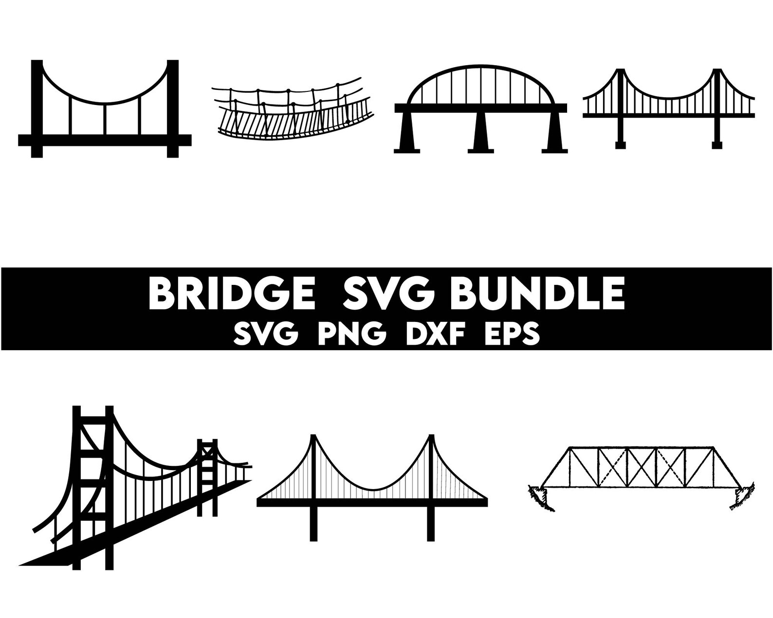 Bridge Svg Bundle, Bridge Png, Wooden Bridges Clipart, Path Dxf ...