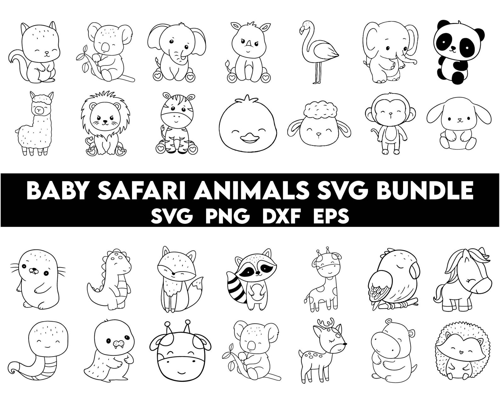 Safari Animals Svg Bundle, Animal Clipart, Baby Animals Svg, Zoo ...