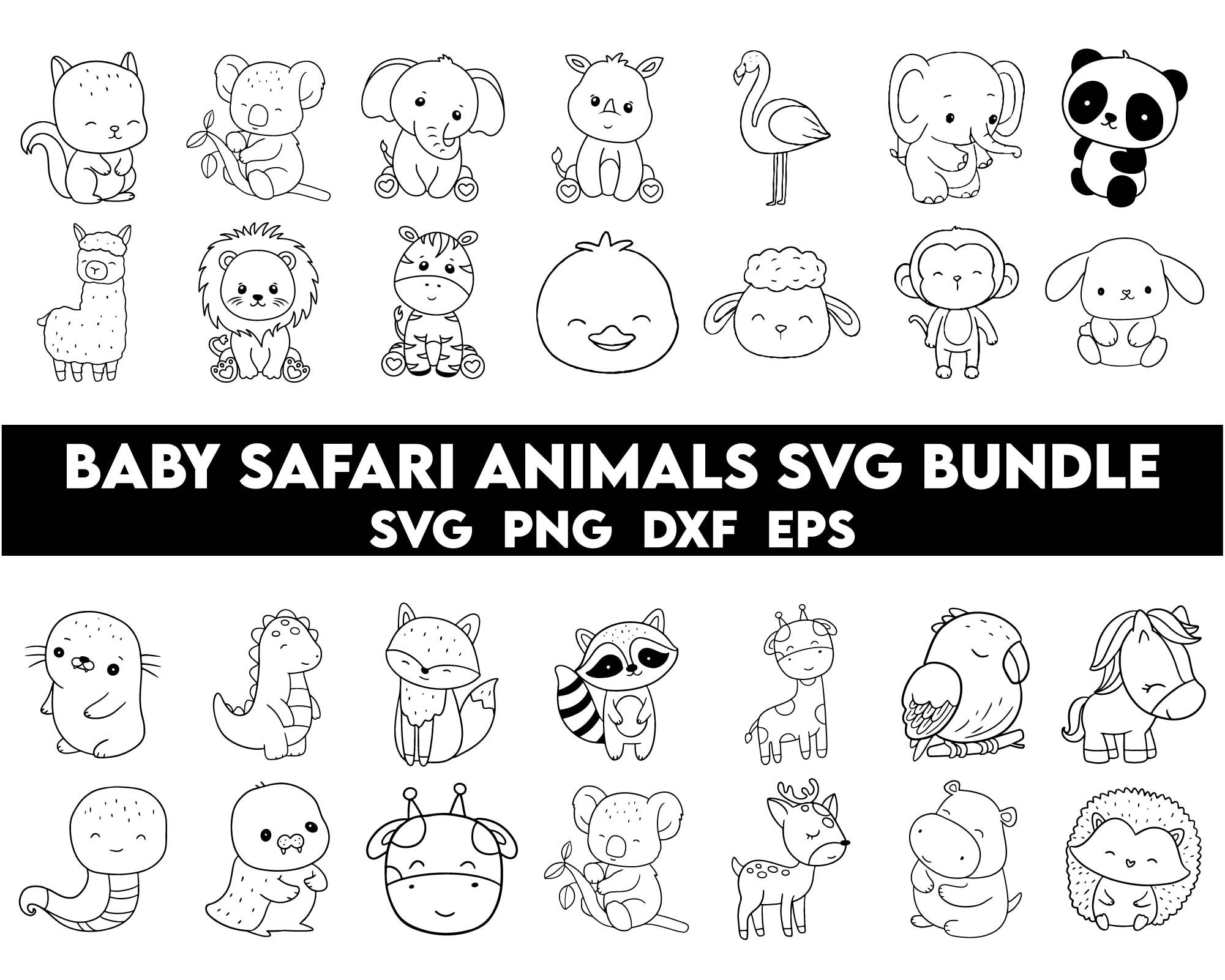 Safari Animals Svg Bundle Animal Clipart Baby Animals Svg - Etsy