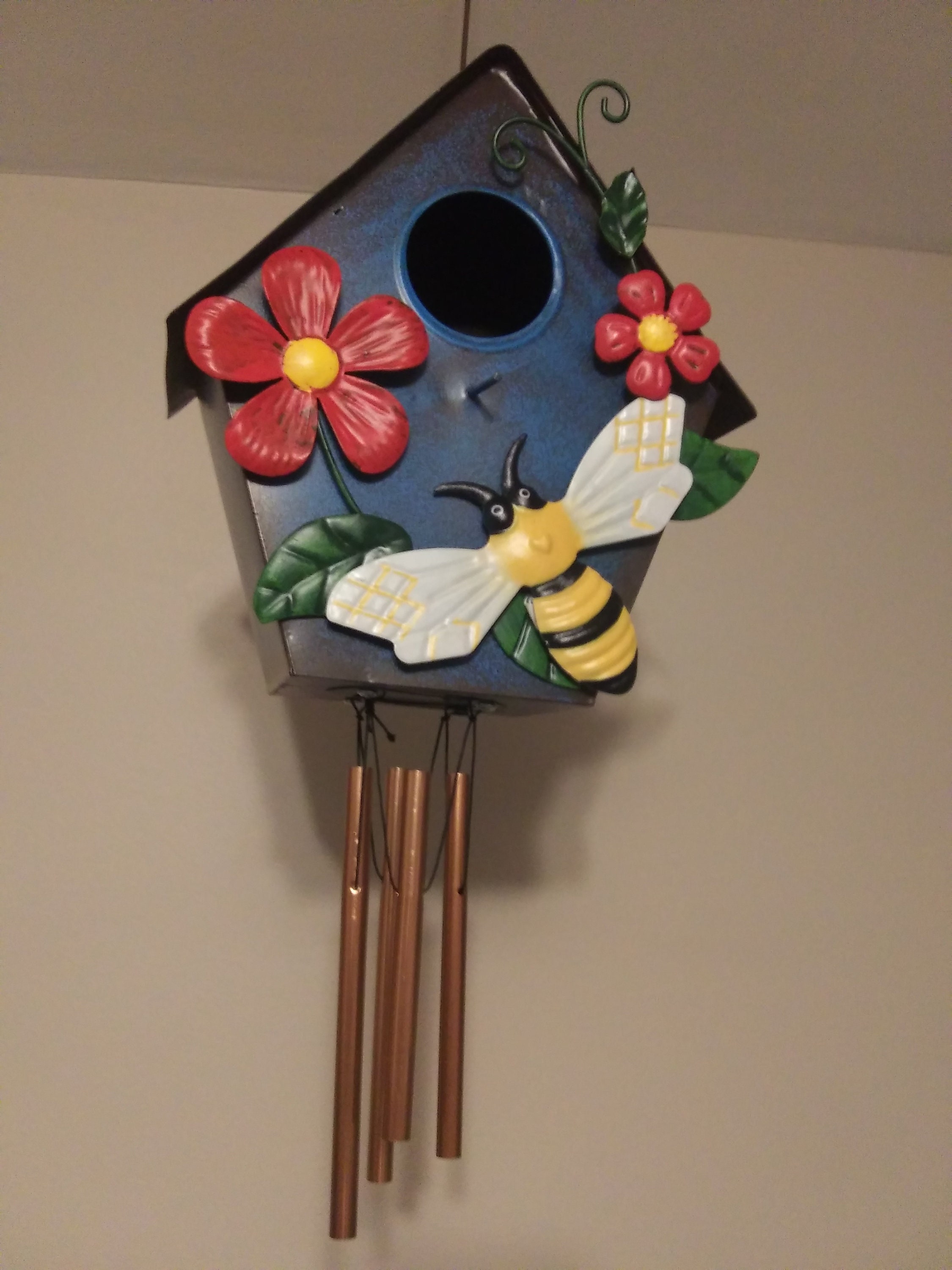 Blue Bumble Bee Birdhouse w/ Chimes - Etsy