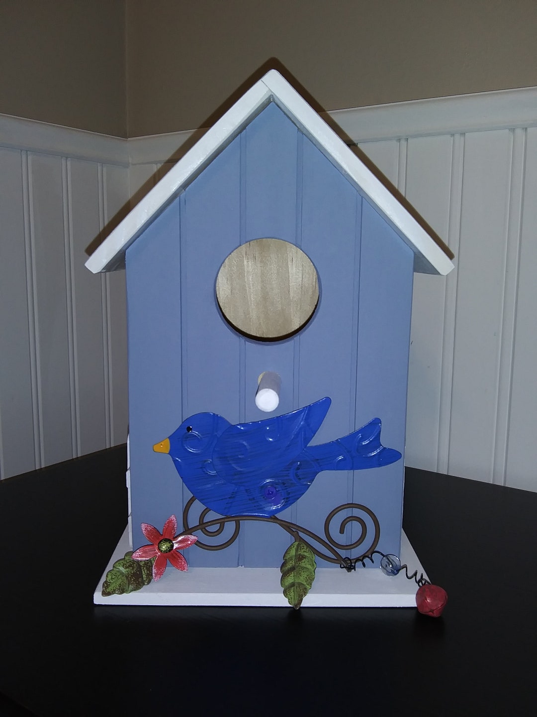 Blue Birdhouse (w/ Blue Bird) - Etsy