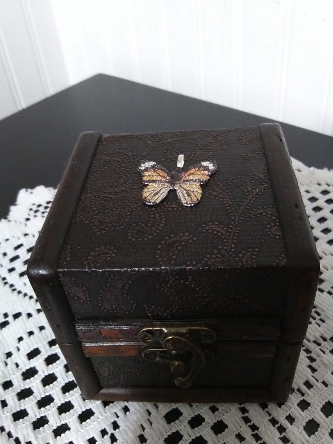 Embossed Faux Leather Wood Box - Etsy