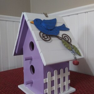 Purple With Blue Bird Birdhouse - Etsy