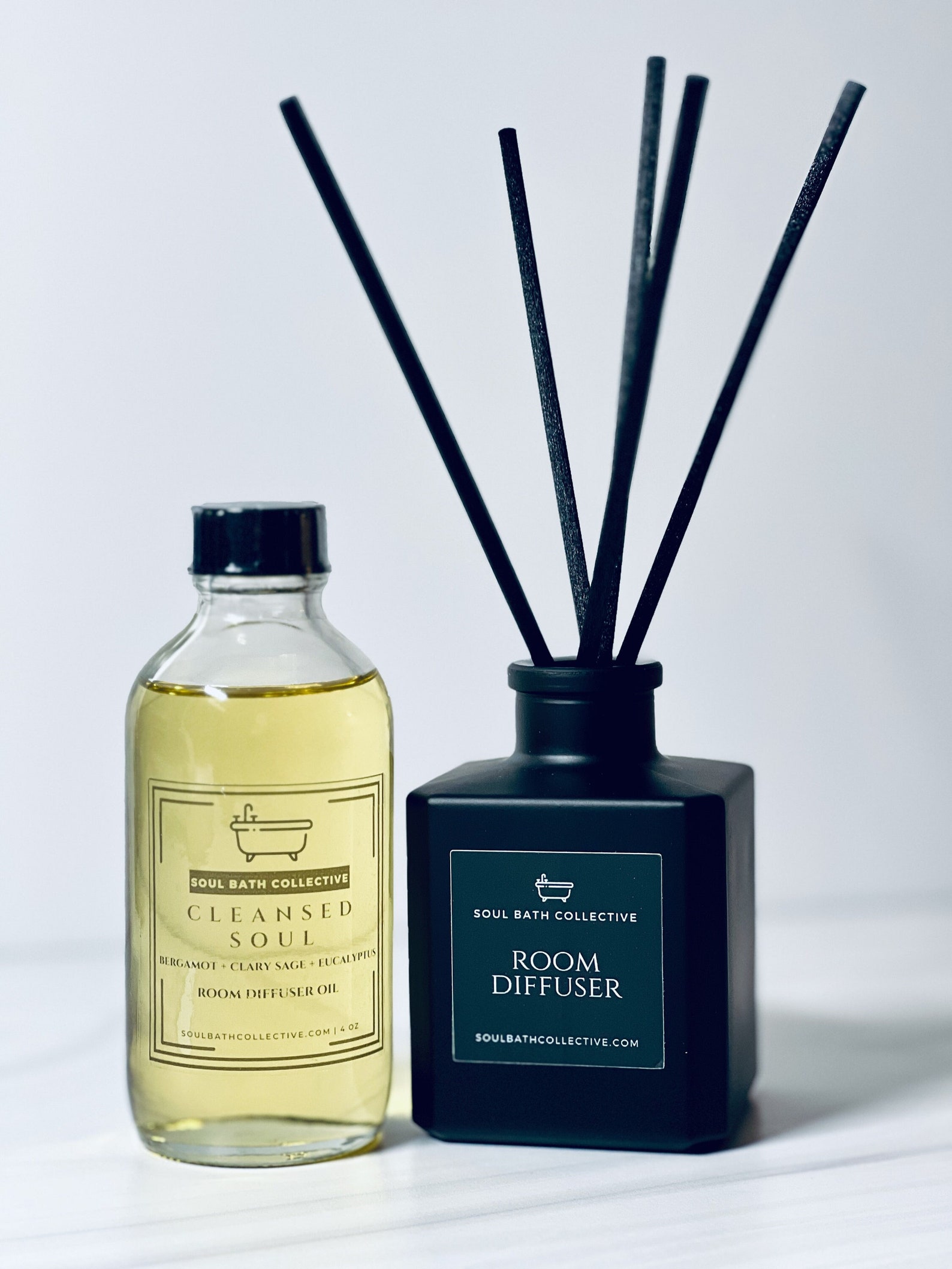 Bergamot Eucalyptus Reed Diffuser: Black Bottle, Natural Home Fragrance ...