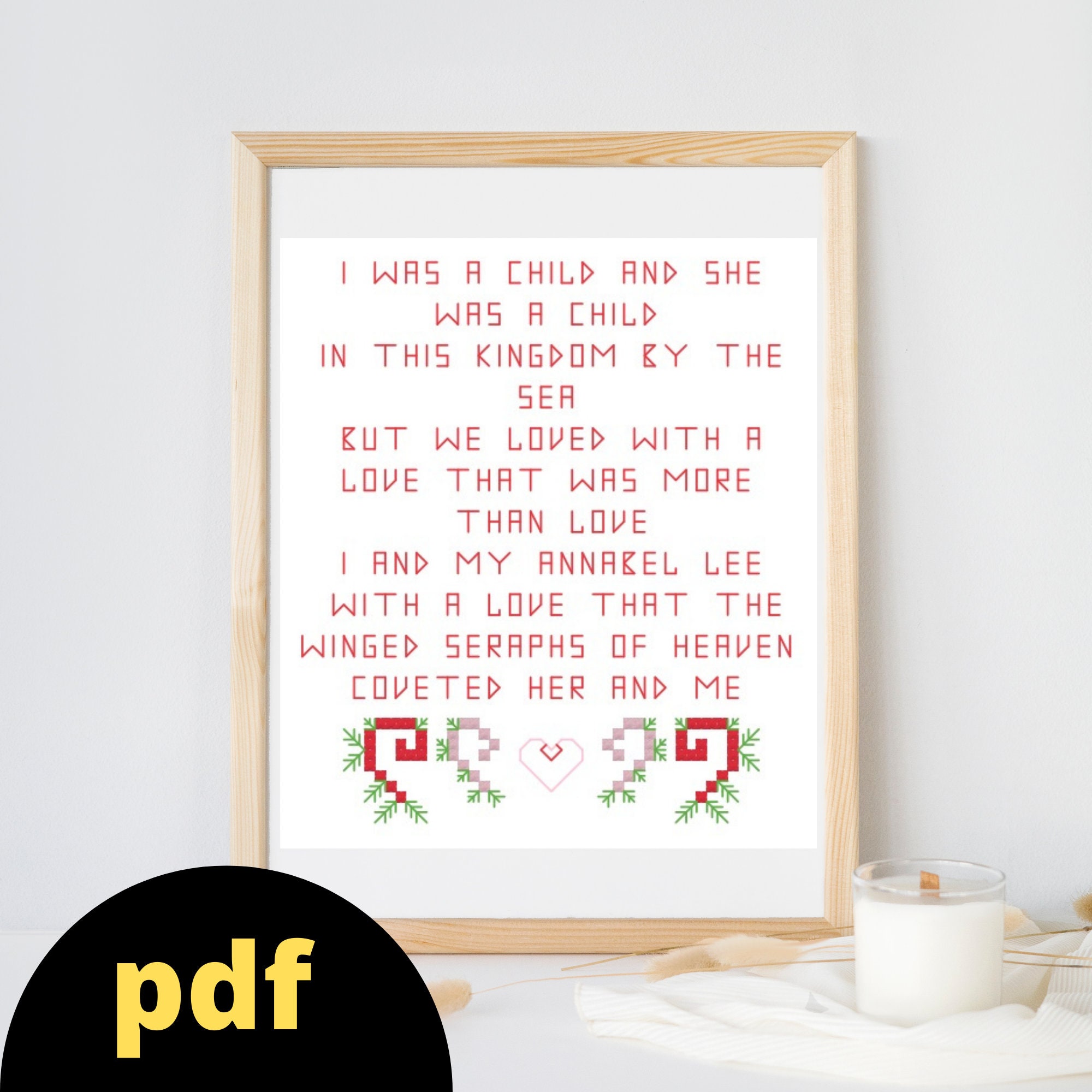 Annabel Lee Poem Edgar Allan Poe Cross Stitch Pattern Dark - Etsy